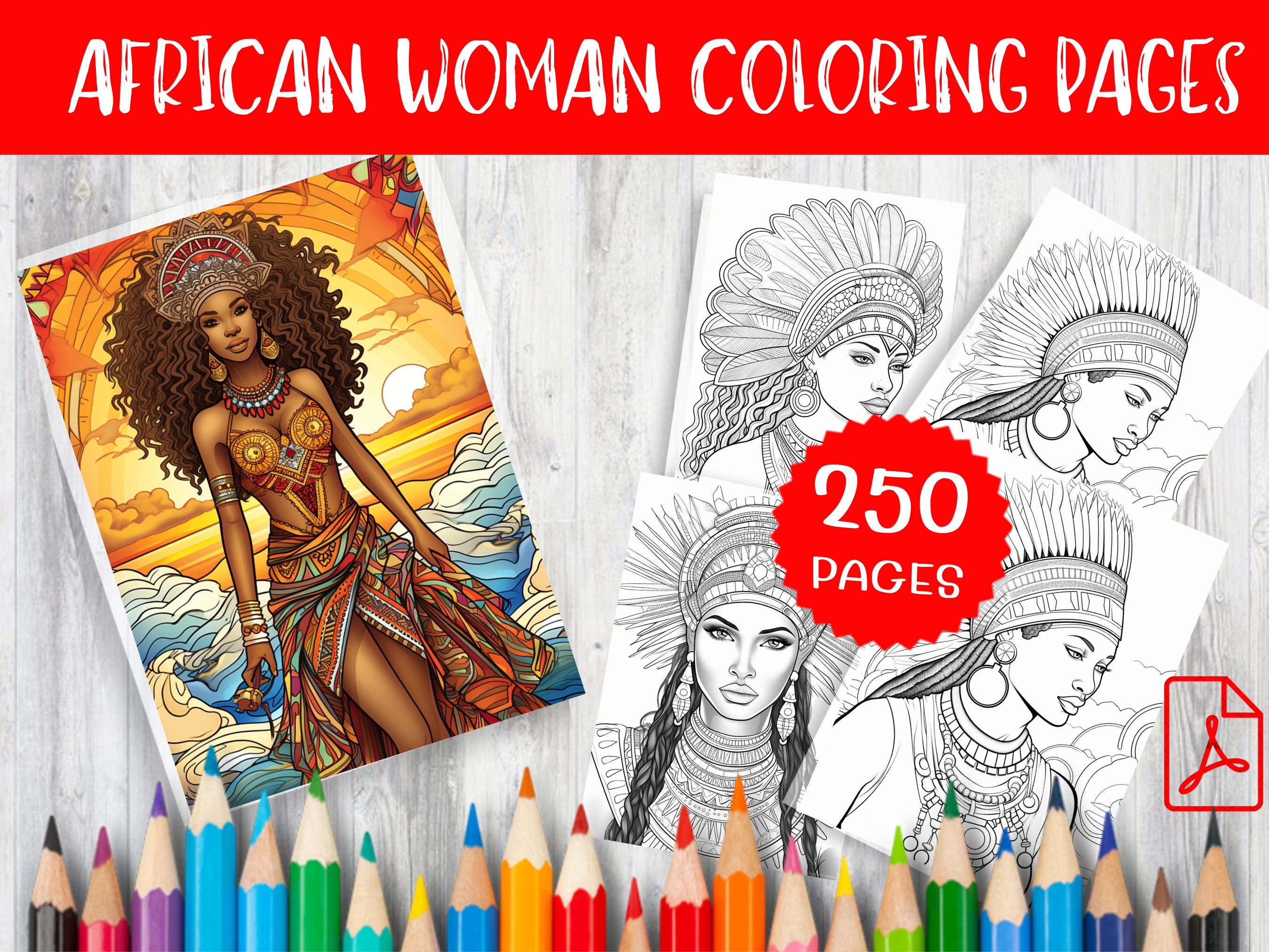 250 African Woman Coloring Pages Unique and Intricate Afro-centric ...
