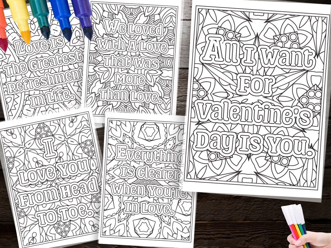 Valentine Quotes Coloring Pages Printable Love Sayings for Adult ...