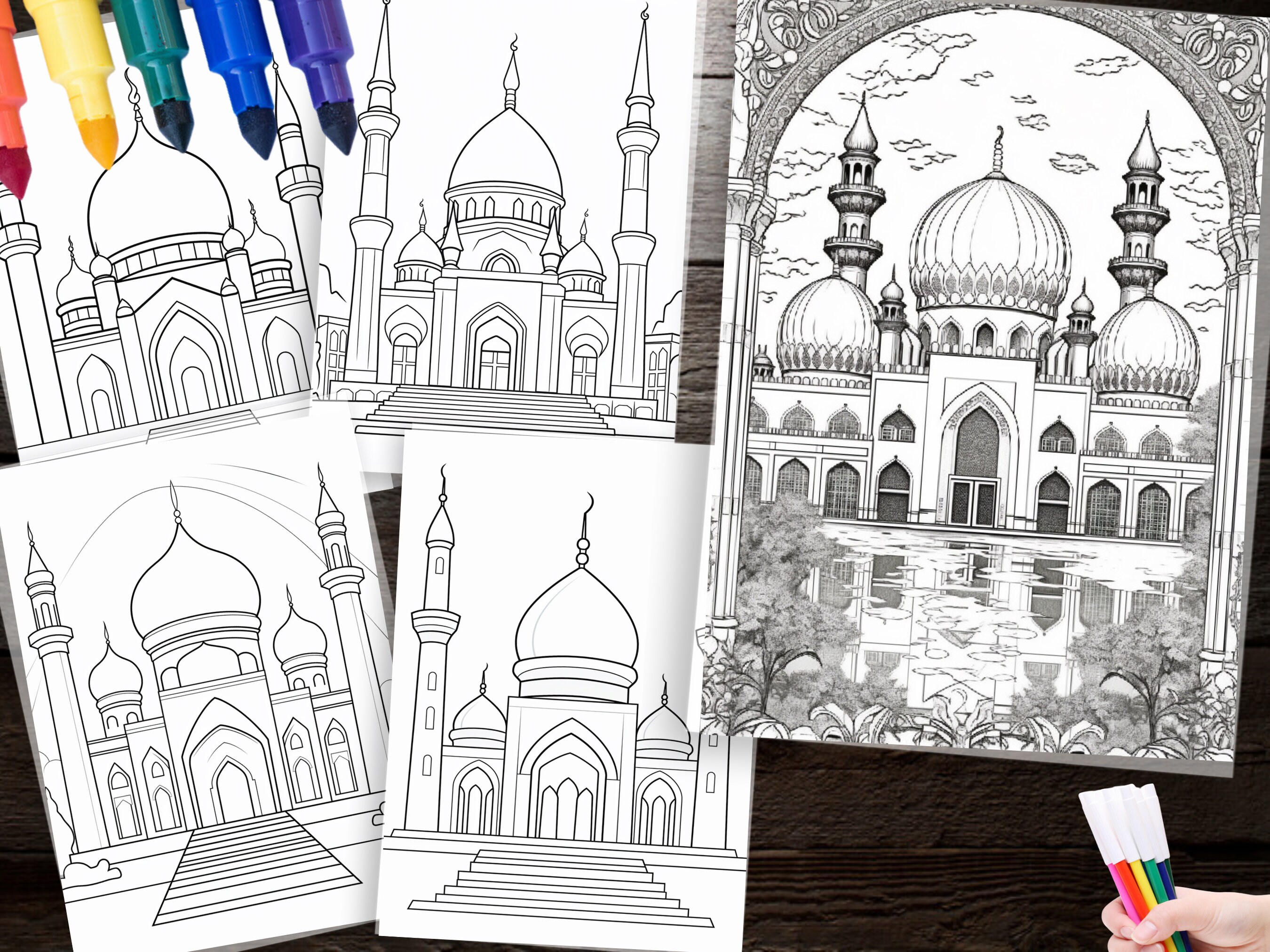 140 Mosque Coloring Pages for All Ages Intricate Designs, Printable ...