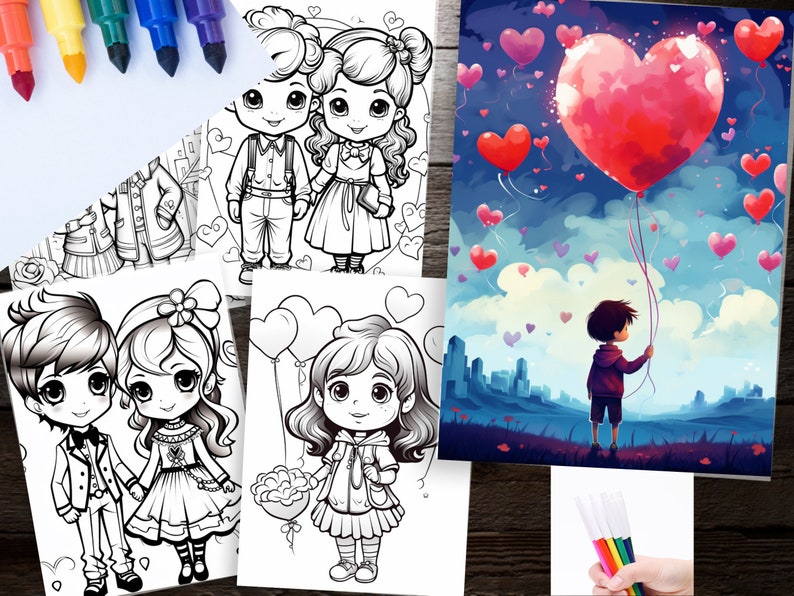 220 Valentine's Day Coloring Pages for Kids Love Coloring Pages Bundle ...