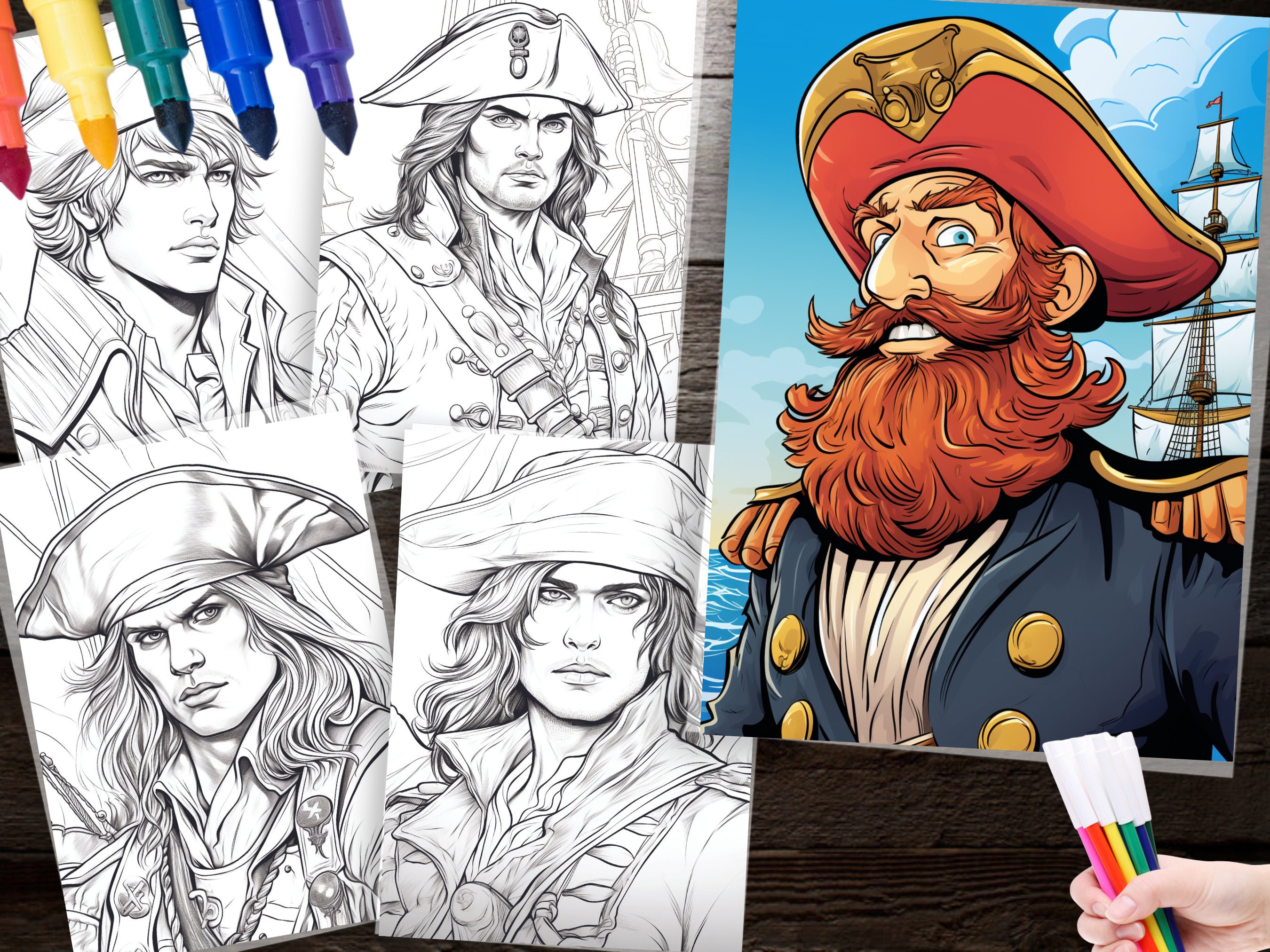 280 Pirate Coloring Page Digital Download DIY Art Activity Printable ...