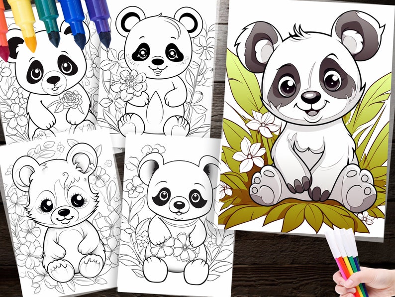 100 Panda Coloring Page for Kids and Adults Printable Animal Art for ...