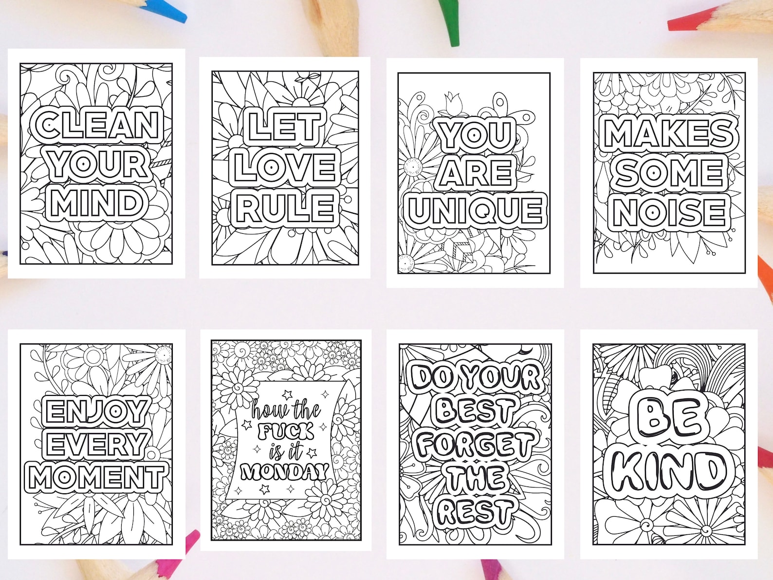 100 Motivational Swear Words Coloring Pages for Adults - Inspirational ...