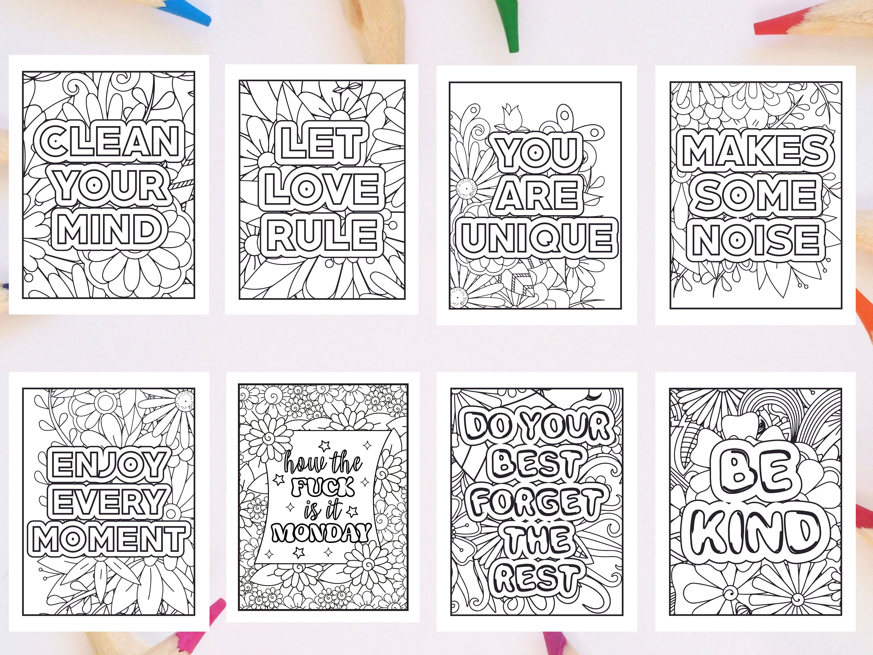 100 Motivational Swear Words Coloring Pages for Adults - Inspirational ...