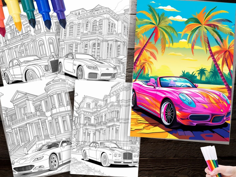 300 Luxury Cars Coloring Pages Detailed Designs for Auto Enthusiasts ...