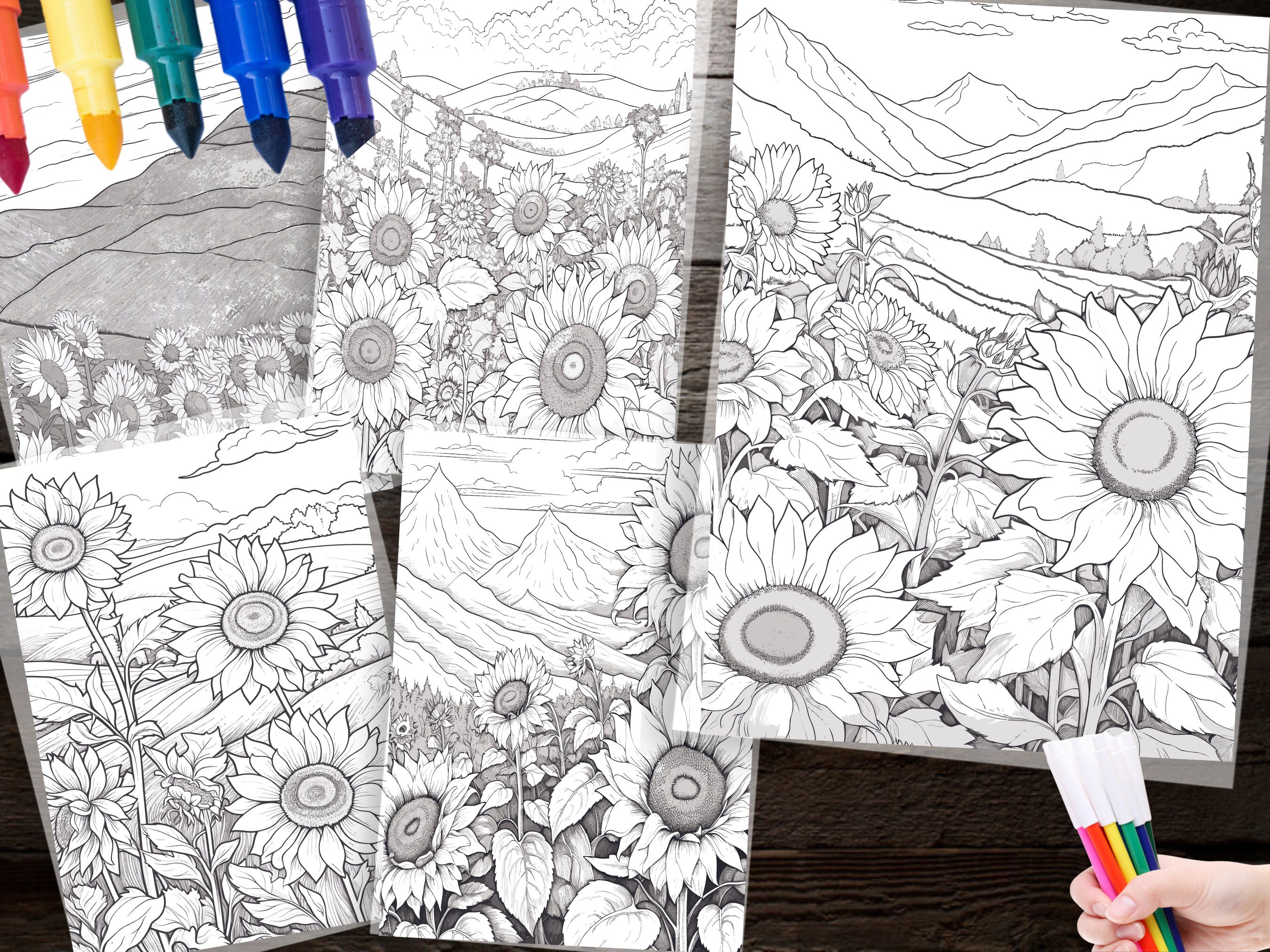 100 Sunflower Coloring Pages, Floral Designs, Art for Adults & Kids ...
