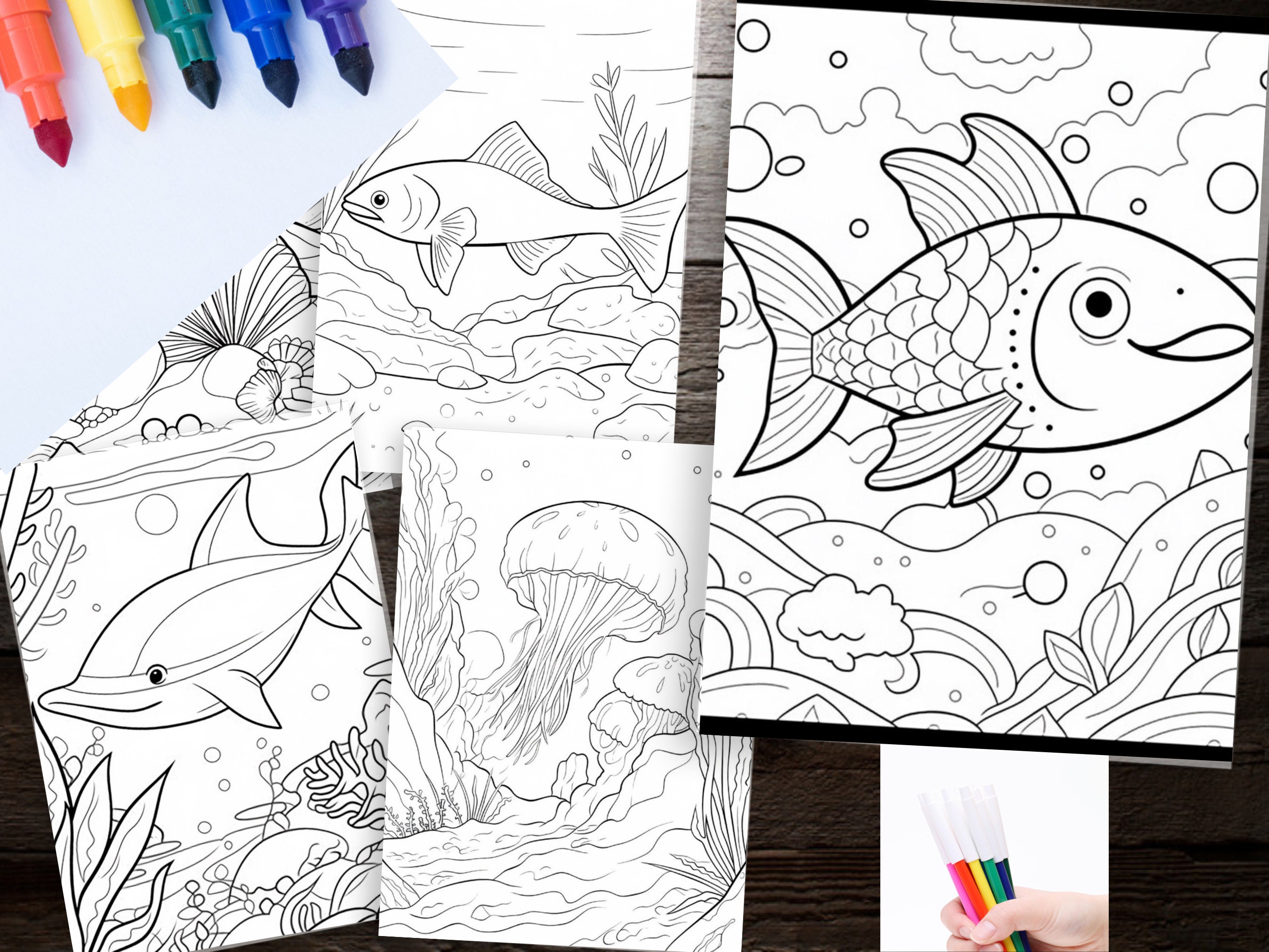 220 Sea Animals Coloring Pages for Kids and Adults Ocean Life Printable ...
