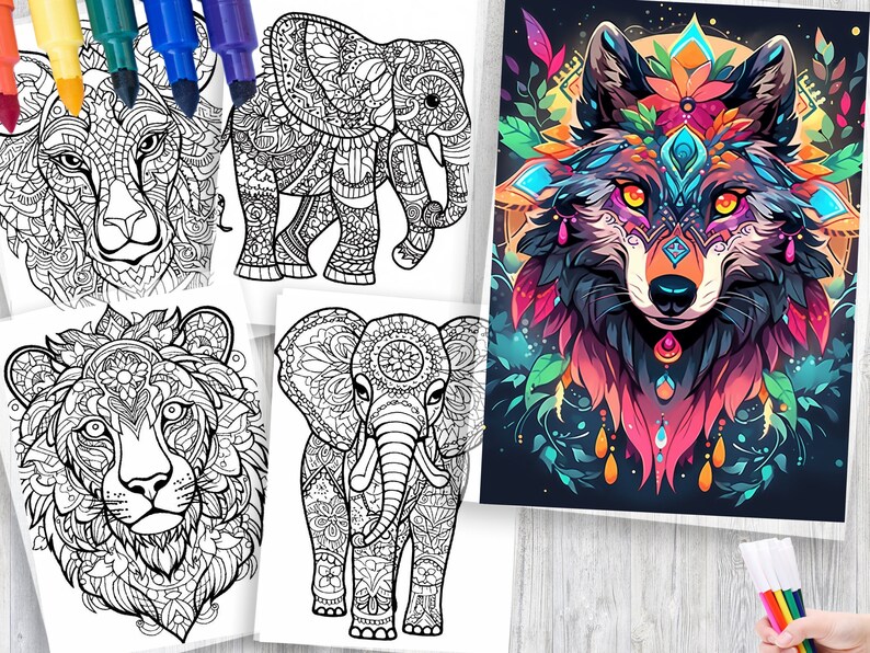 50 Animal Mandala Coloring Pages, Zen Wildlife Art (printable PDF) - Etsy