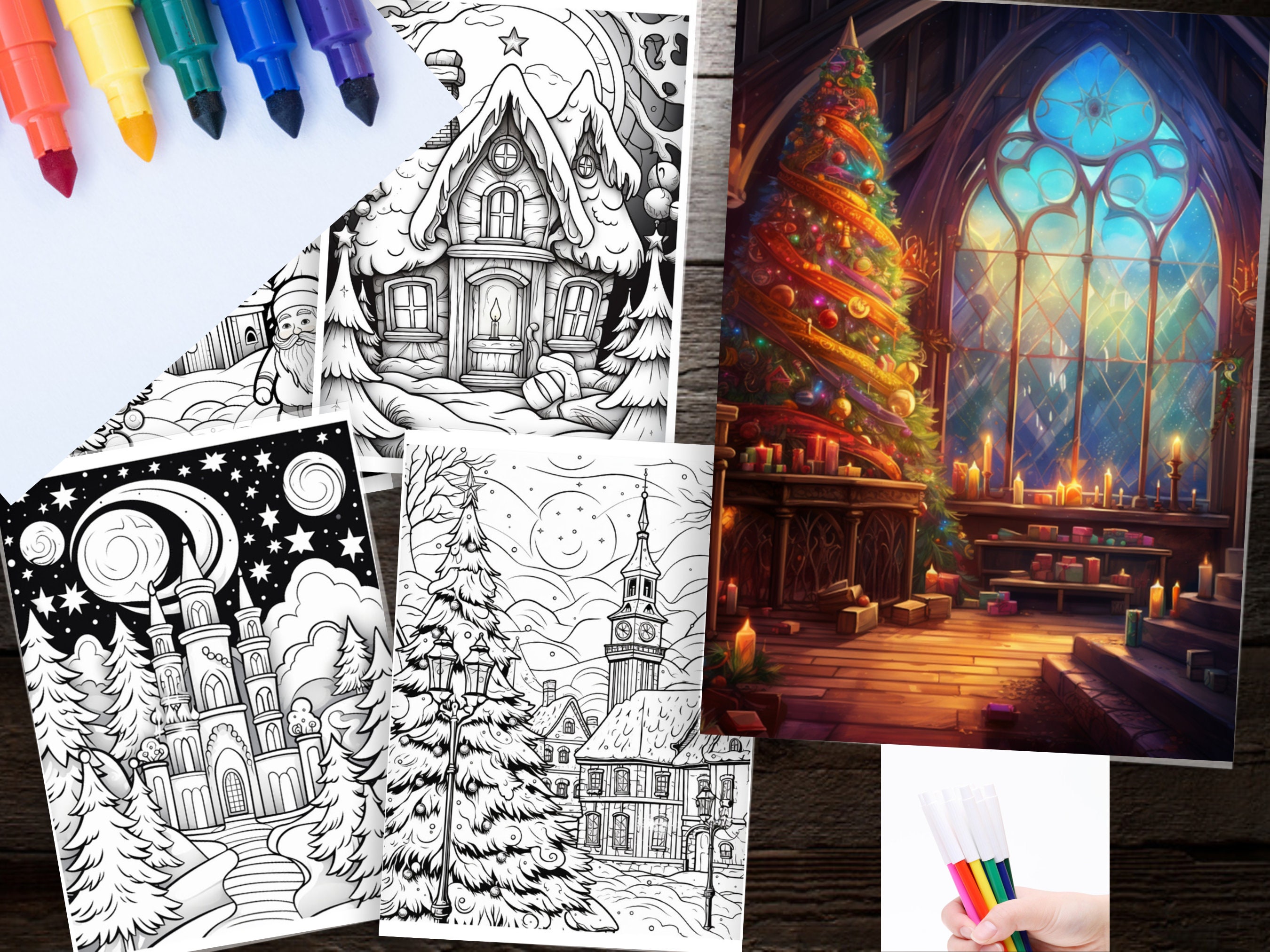 200 Christmas Coloring Pages for Kids and Adults , Printable Coloring ...