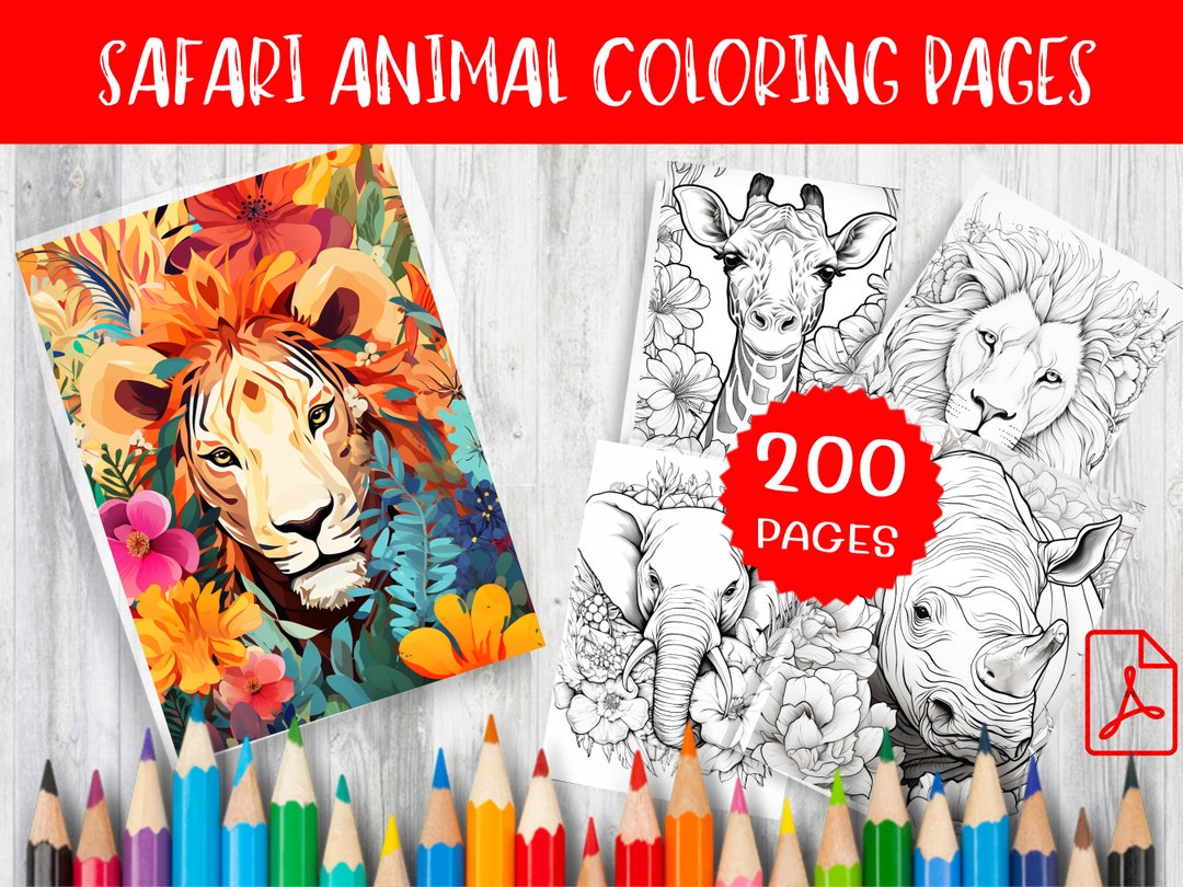 200 Safari Animal Coloring Pages Printable Jungle Wildlife Drawings for ...