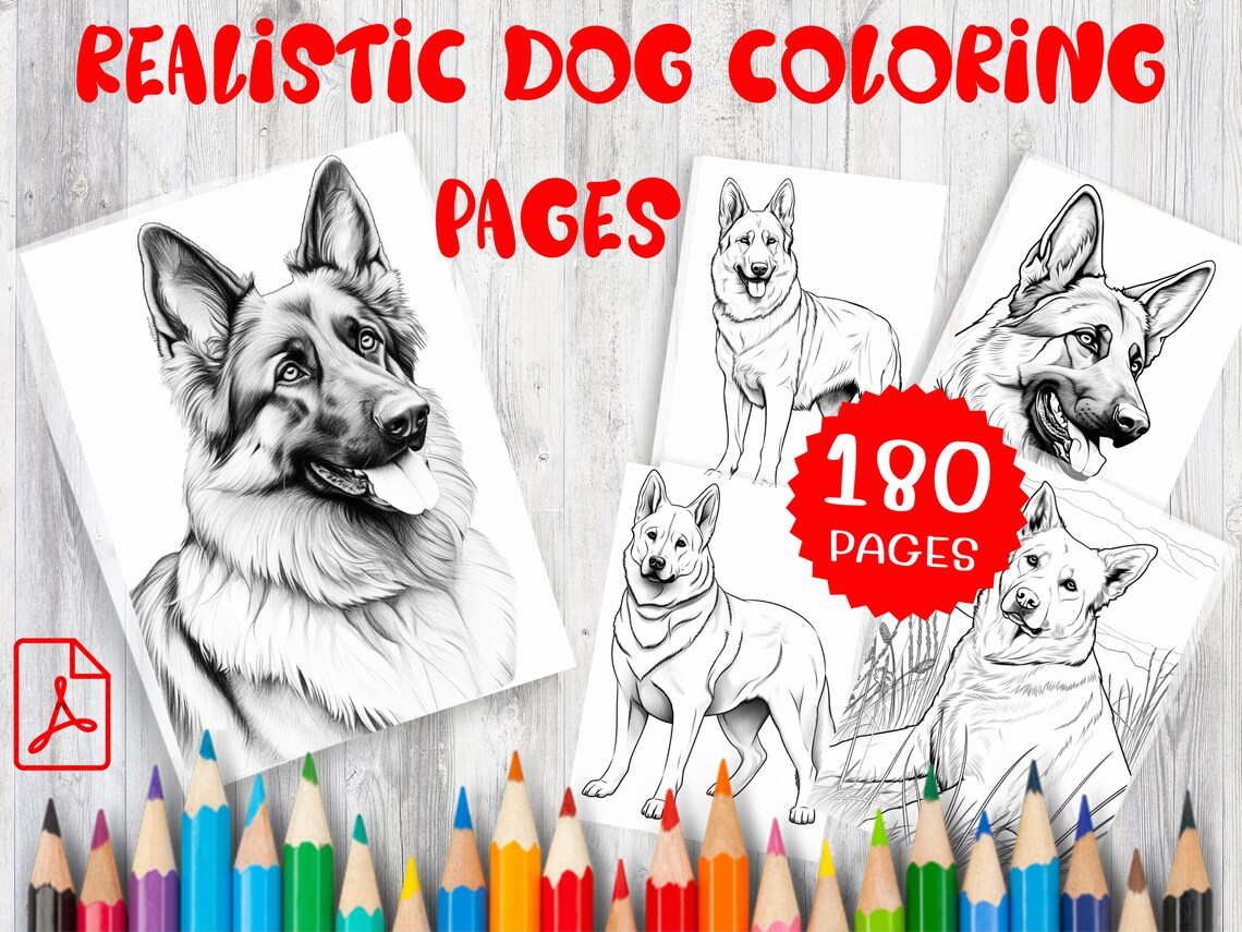 180 Realistic Dog Coloring Pages – Detailed Breeds (PDF Download) - Etsy