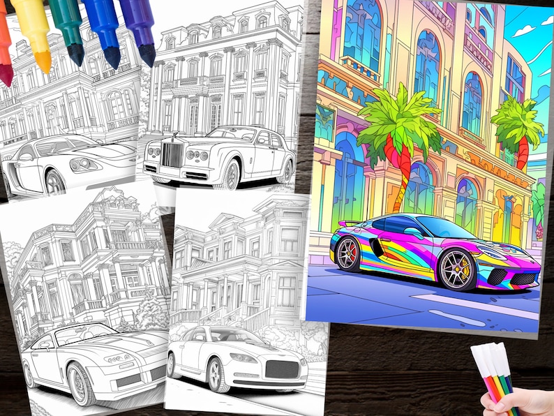 300 Luxury Cars Coloring Pages – Detailed Automotive Art (printable PDF ...