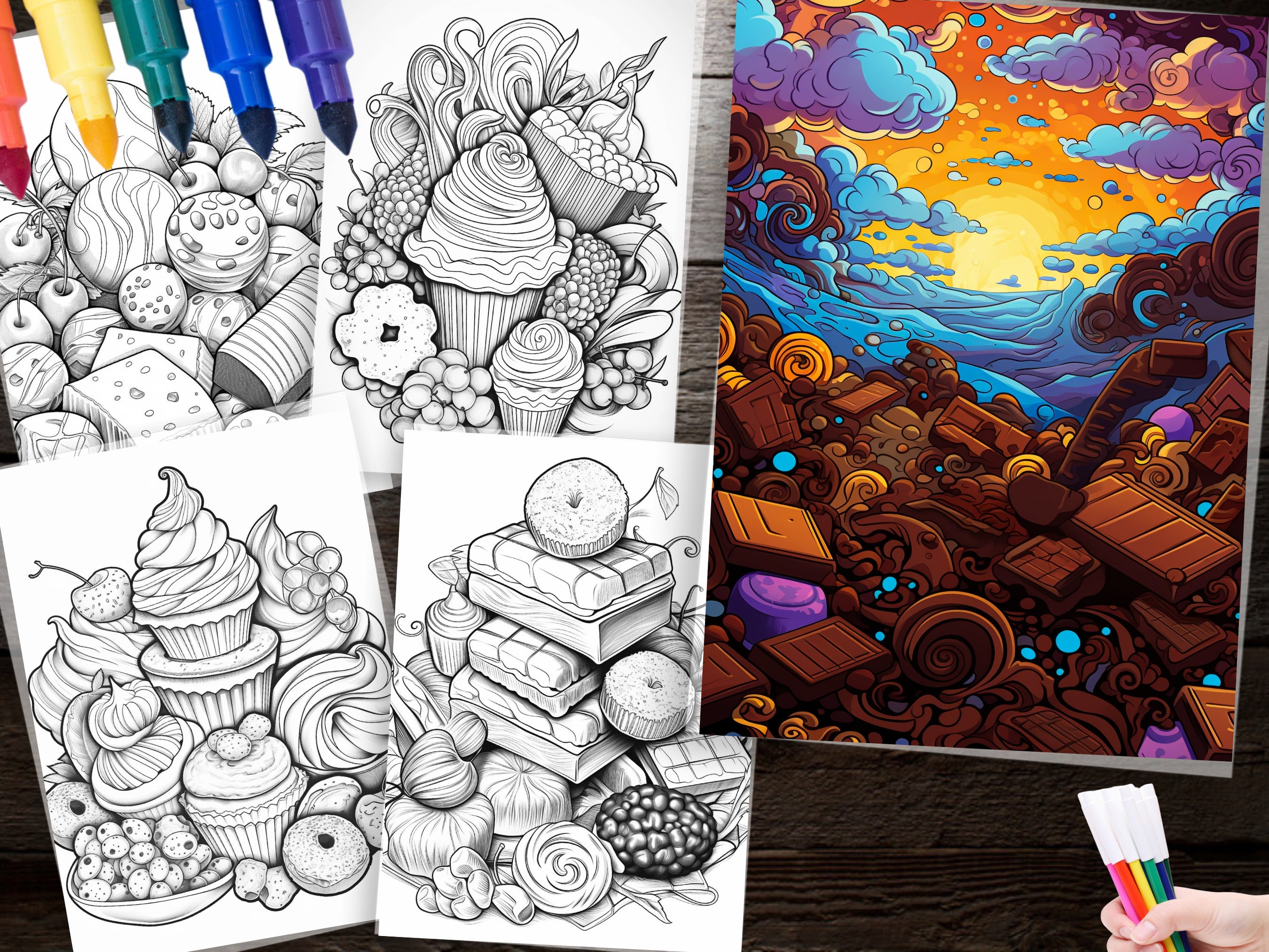 150 Chocolate Themed Coloring Pages Sweet Treats to Color Enjoy ...