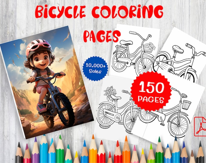 Bike Coloring Page - Etsy Canada