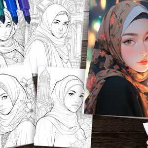 200 Hijab Coloring Pages, Islamic Art Printable Sheets (digital ...