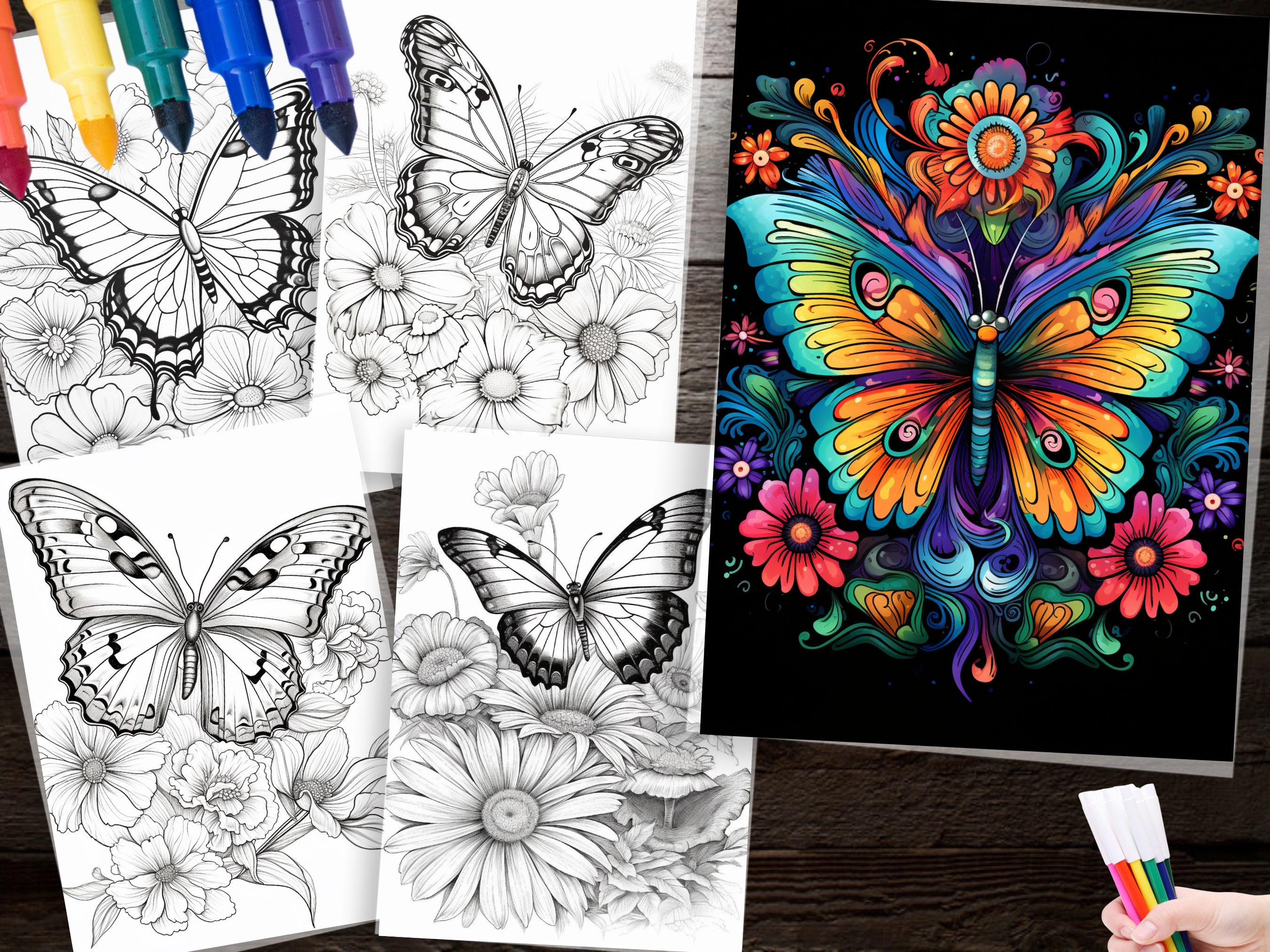 200 Butterfly Coloring Pages for Relaxation and Creativity Instant ...
