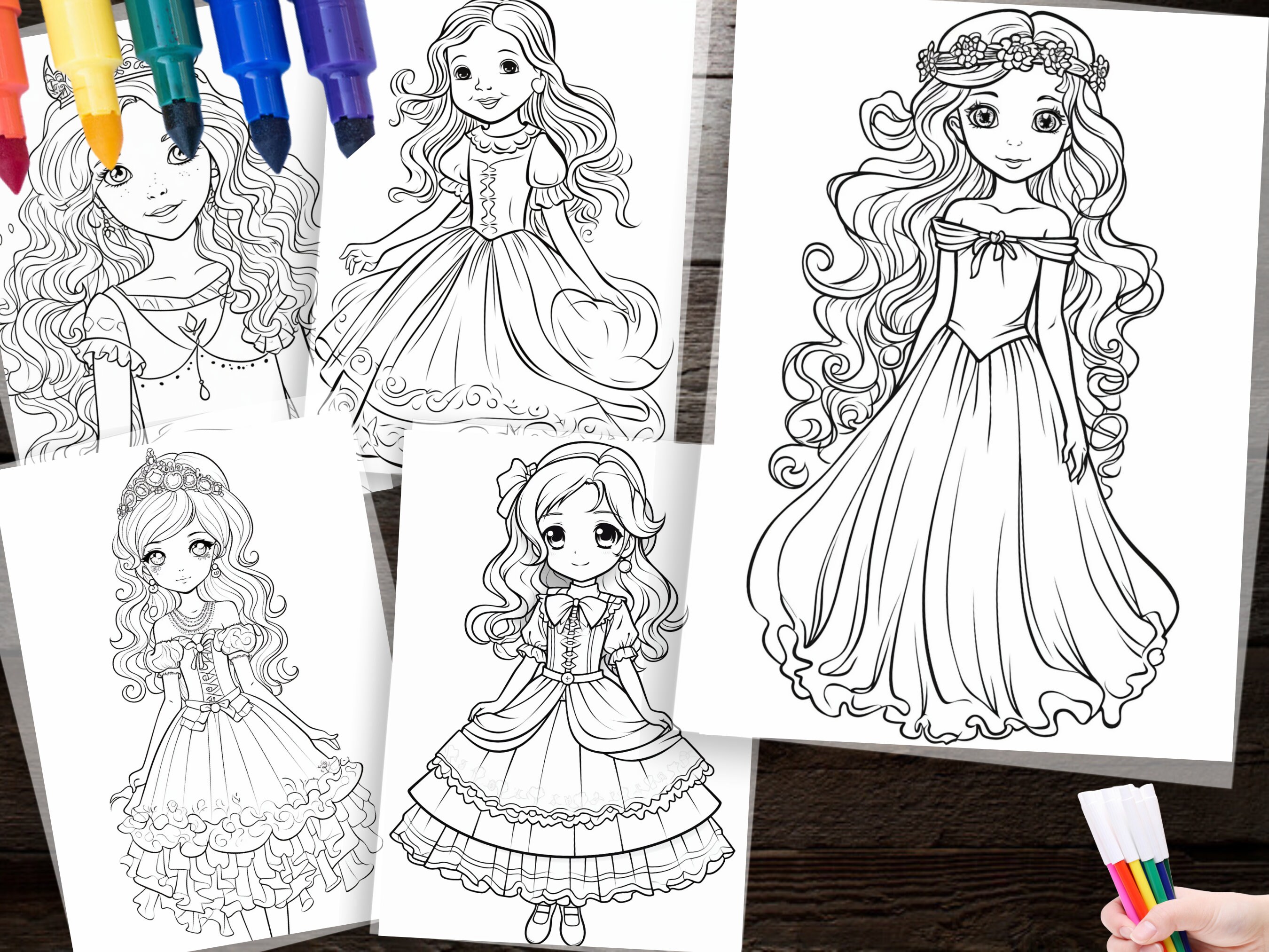 50 Cute Princess Coloring Page Beautiful Illustration for Kids Creative ...