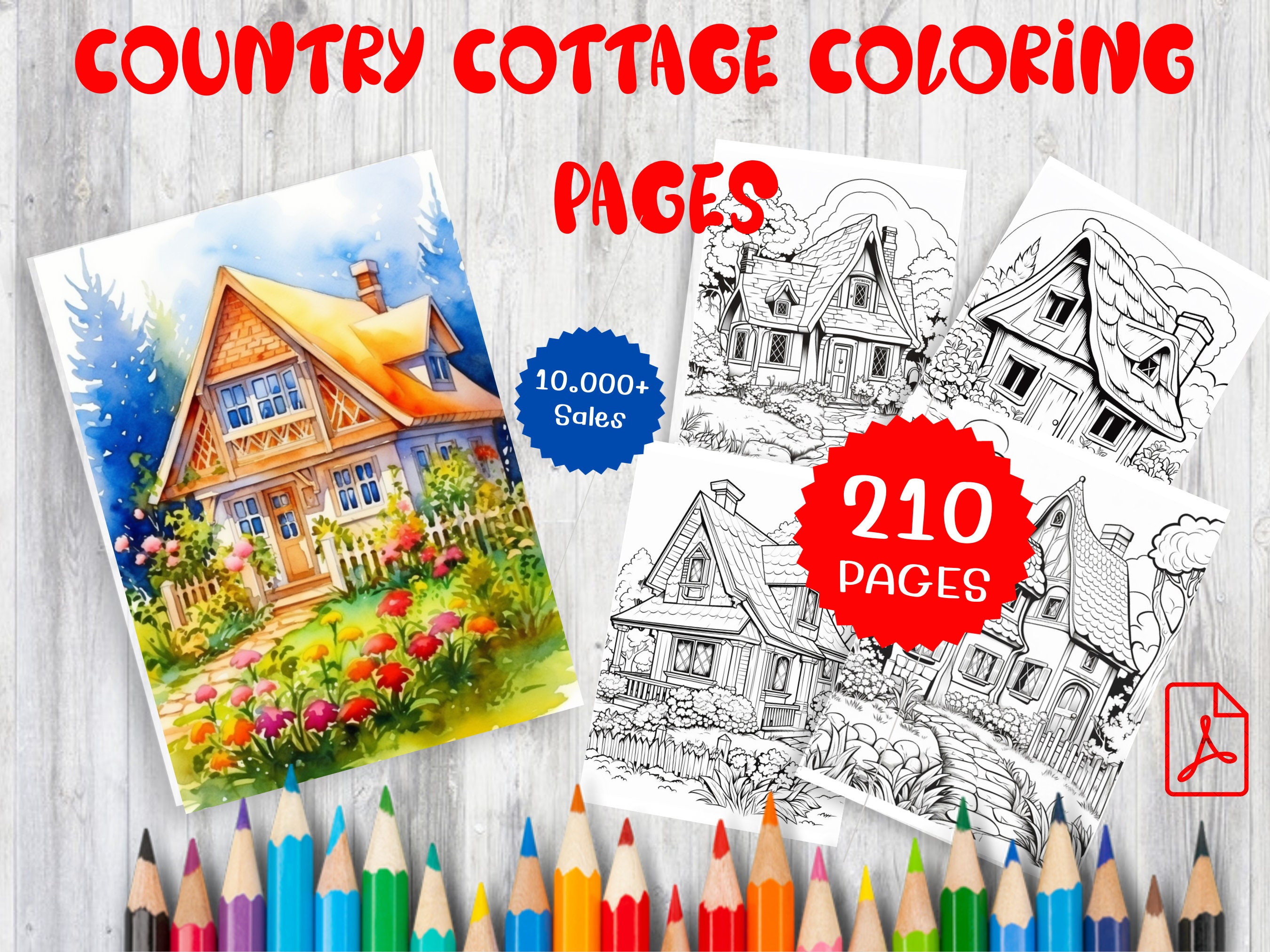 210 Printable Country Cottage Garden Coloring Pages for Kids & Adults ...