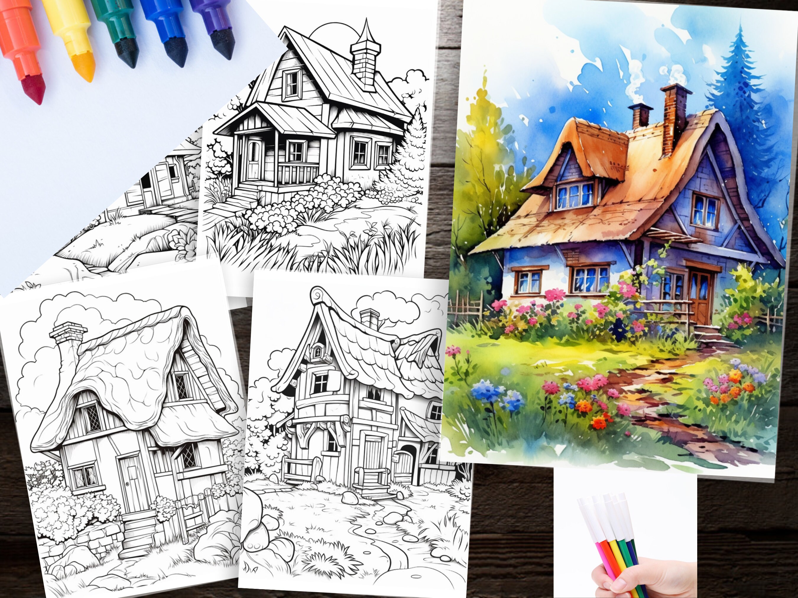 210 Printable Country Cottage Garden Coloring Pages for Kids & Adults ...