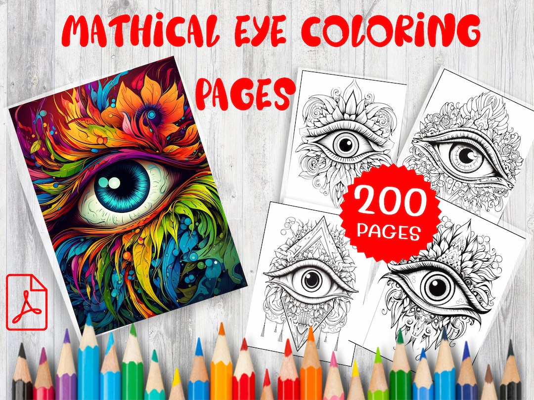 200 Mythical Eye Coloring Pages, Fantasy Art, Printable PDF, Coloring ...