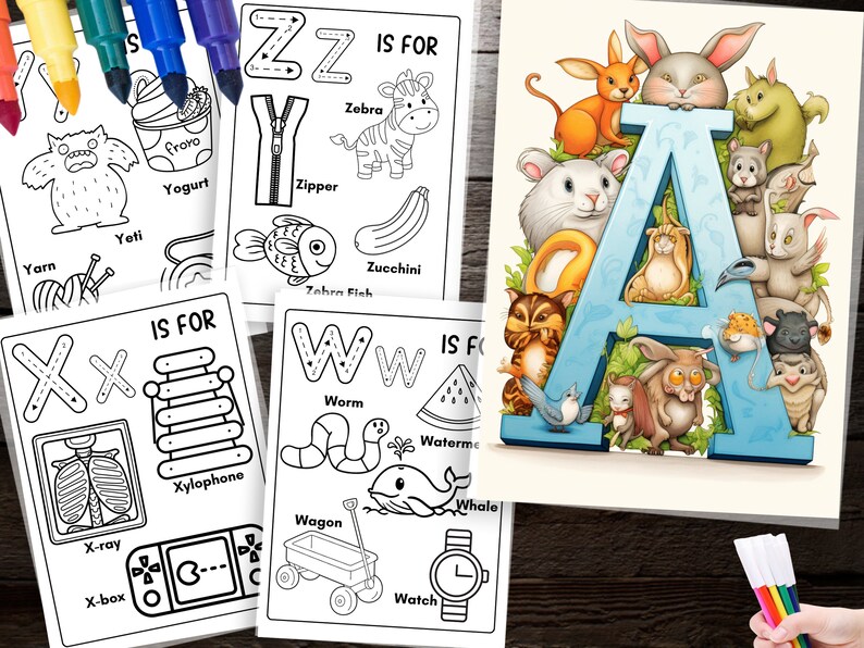 Printable ABC Alphabet Coloring Pages - Kids' Educational Activity (PDF ...