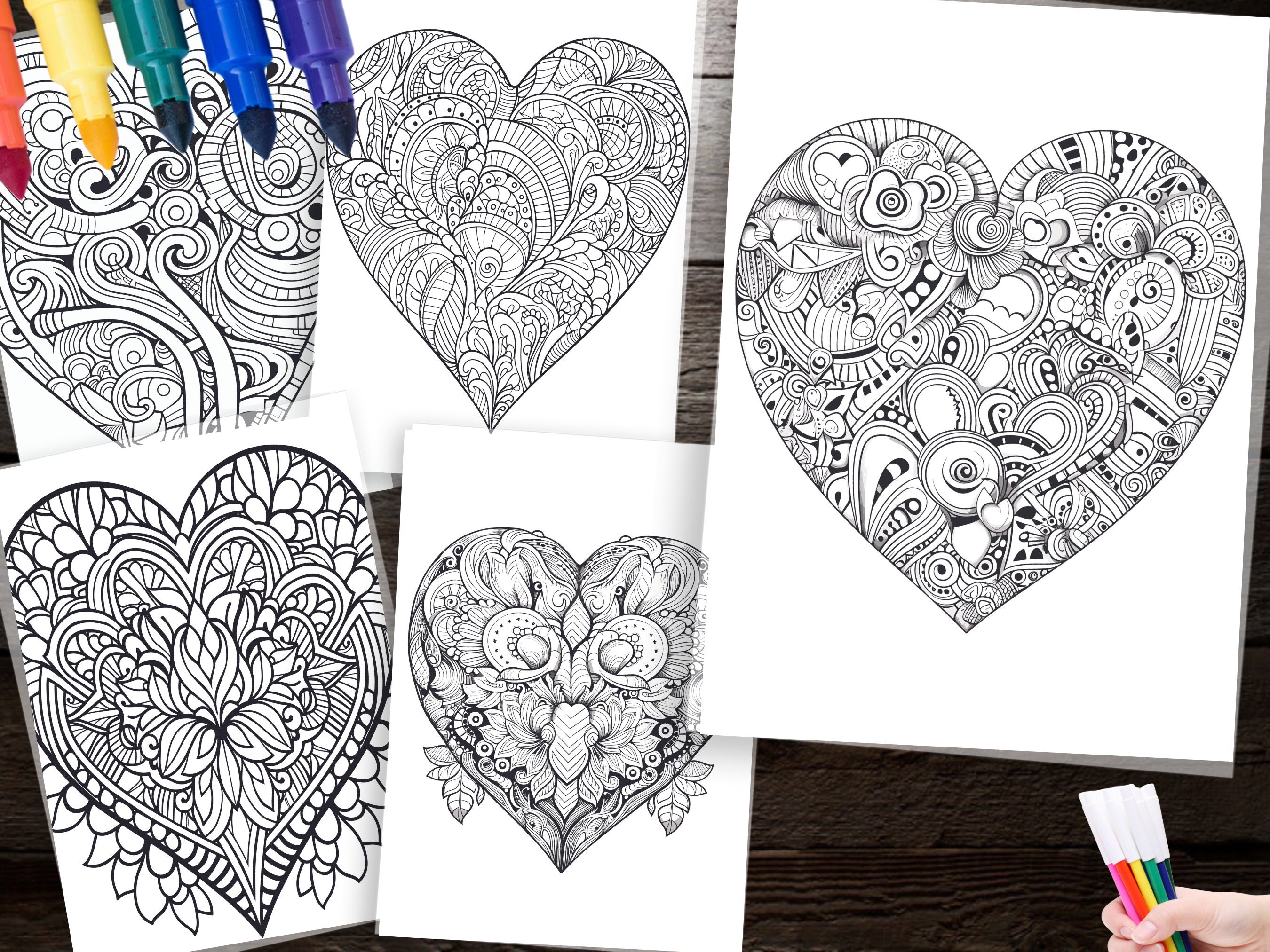 110 Heart Coloring Pages Printable Designs for Relaxation for All Ages ...