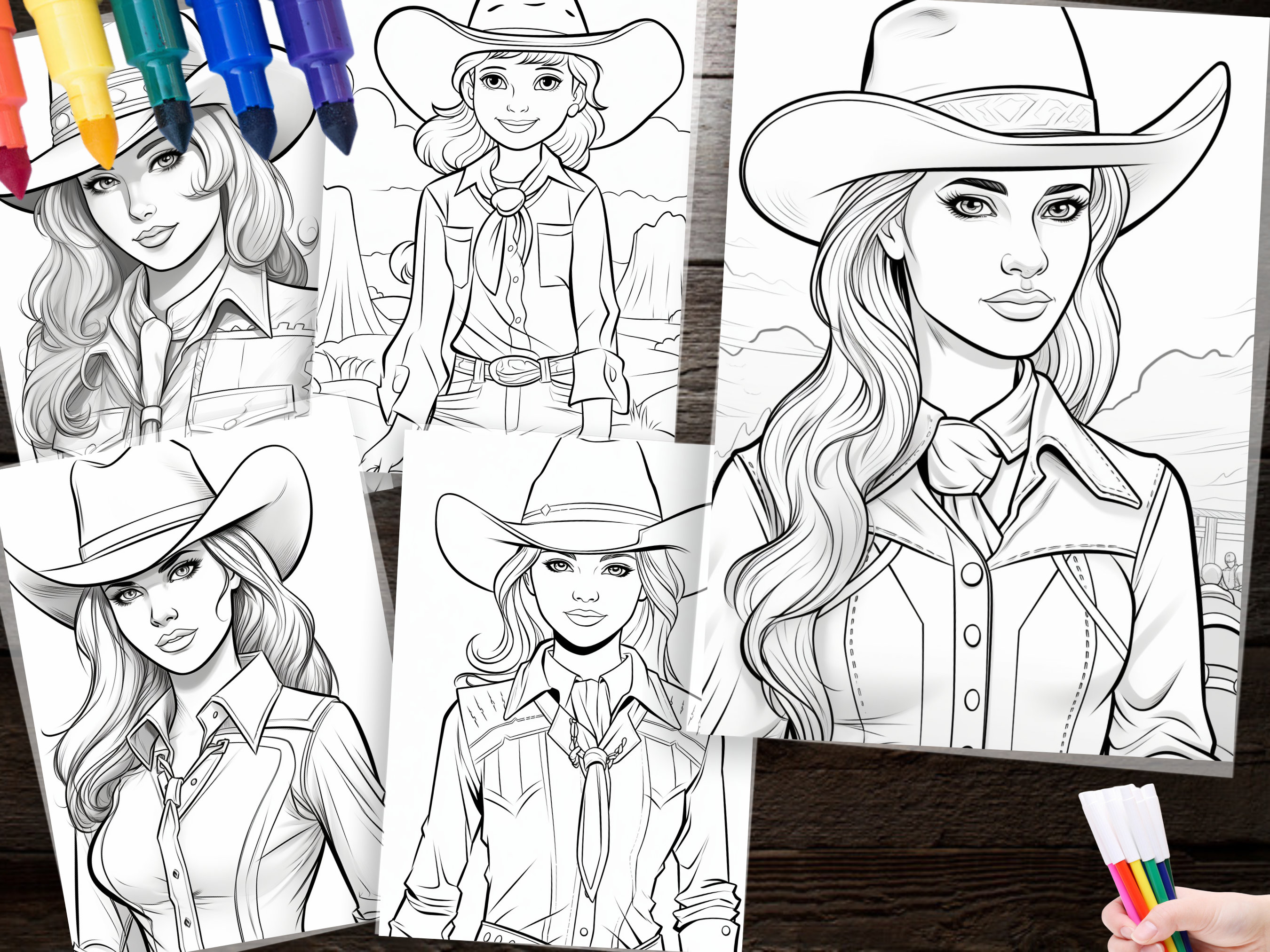 100 Cowgirl Coloring Pages Western Themed Classic Western Coloring ...