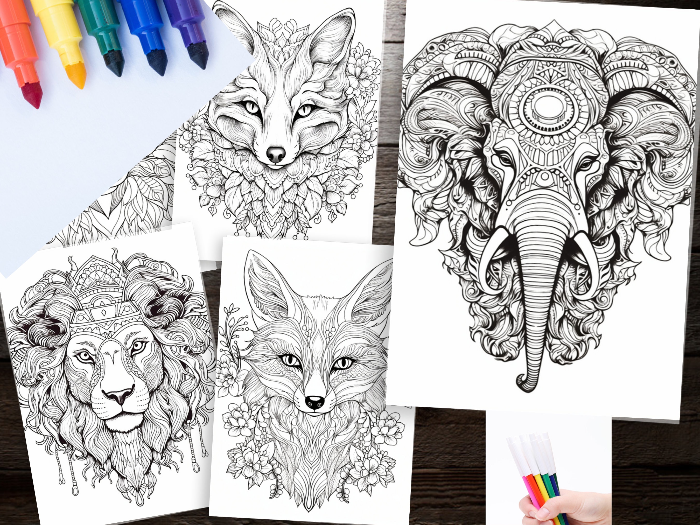 160 Animals Mandala Coloring Pages - Printable Adult Coloring Sheets ...