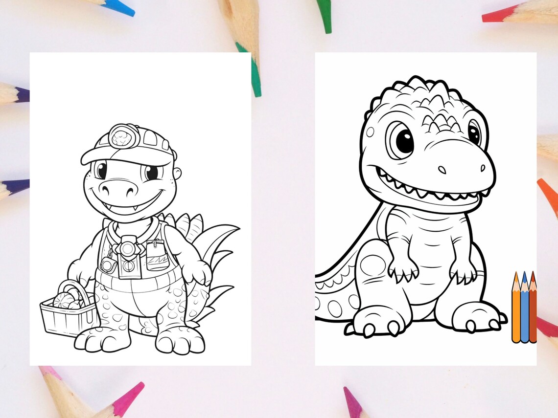 100 Dinosaur Coloring Pages for Kids Download Printable - Etsy