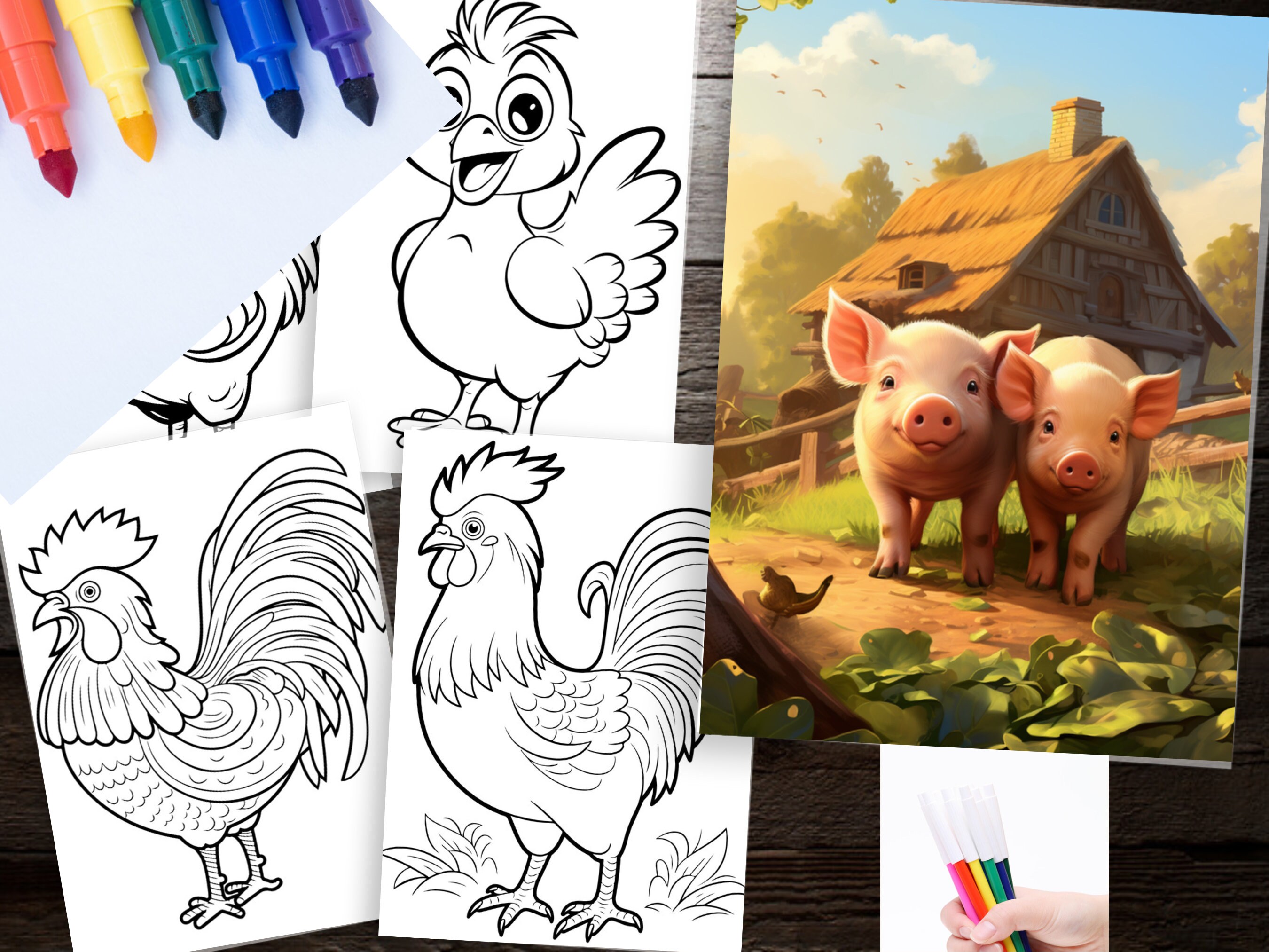 280 Farm Animals Coloring Book for Kids, Cute Farm Life Animals ...