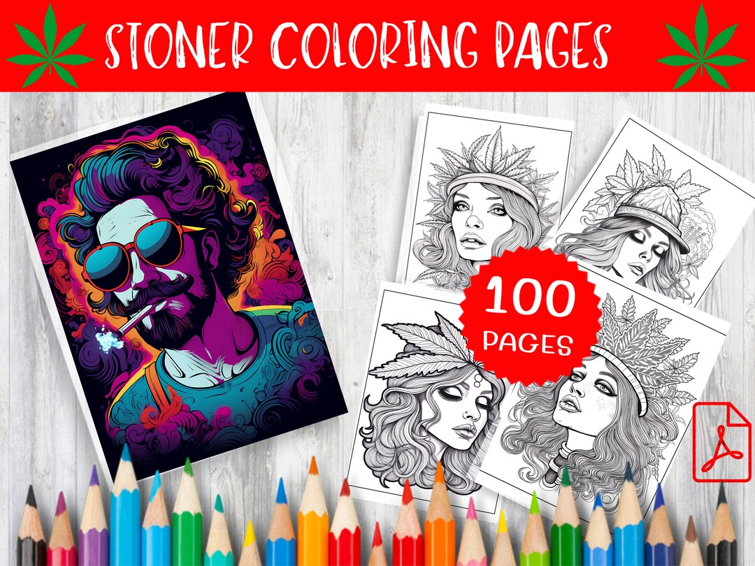 100 Trippy Stoner Coloring Pages, Mindful Relaxation (PDF Pattern ...