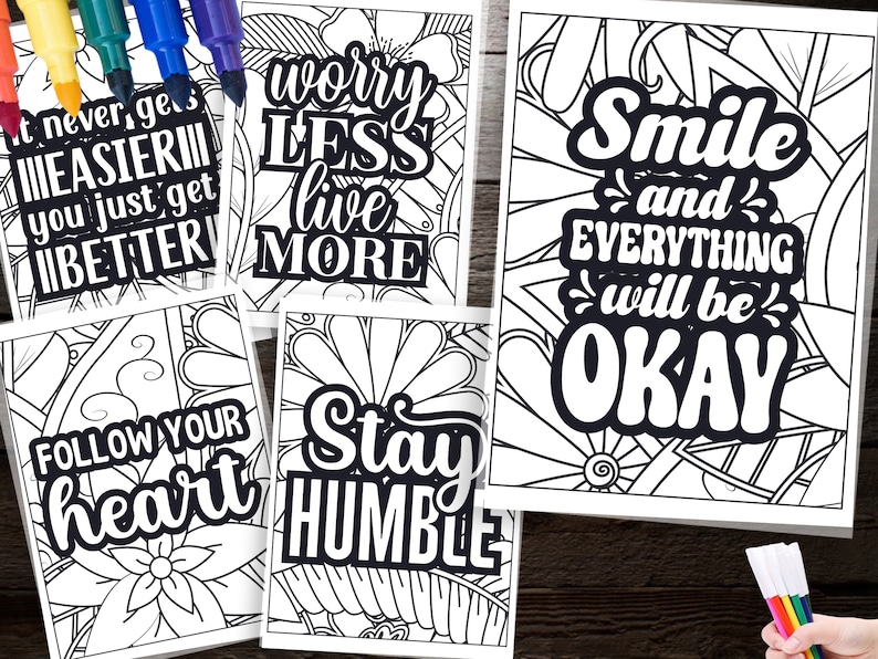 100 Motivational Quotes Coloring Pages - Adult Inspiration (digital ...