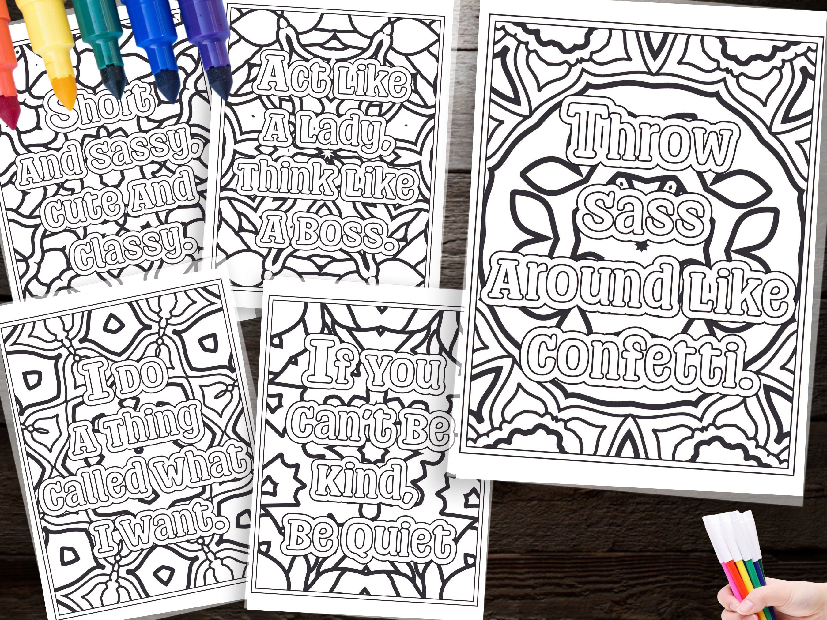 Sassy Quotes Coloring Pages - 25 Fun Adult Designs (digital Download ...