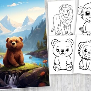 220 Wild Animals Coloring Pages for Kids - Digital Download, PDF ...