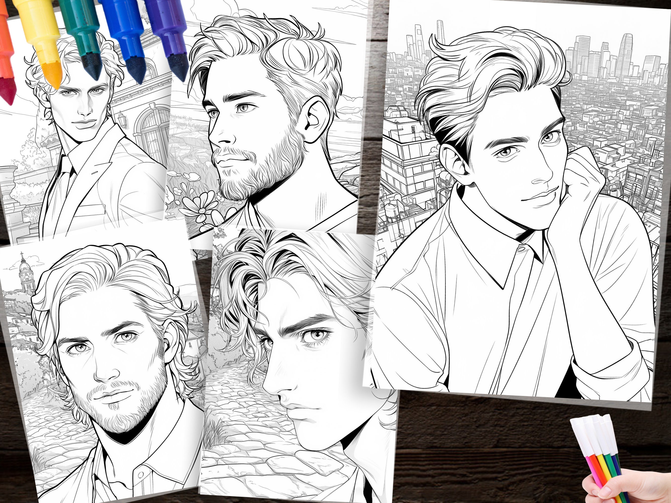 50 Handsome Men Coloring Pages Fun & Creative Designs for Adult ...