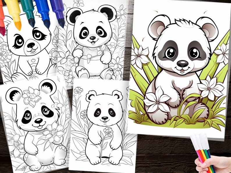 100 Panda Coloring Page for Kids and Adults Printable Animal Art for ...