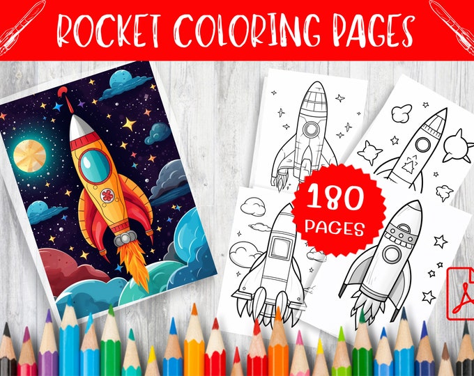 Printable Rocket Coloring Pages for Kids and Adults | 100 Pages ...