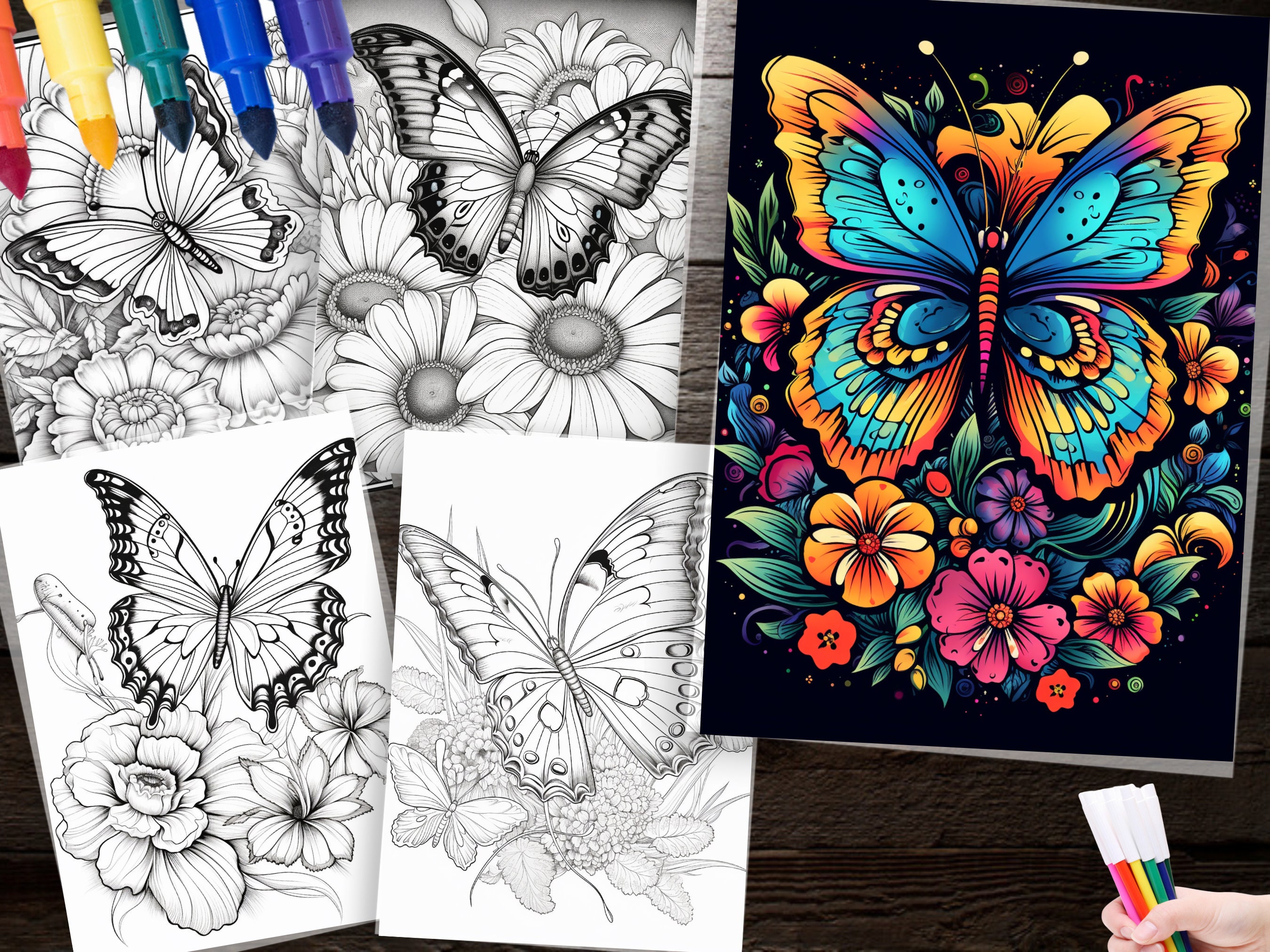 200 Butterfly Coloring Pages for Relaxation and Creativity Instant ...