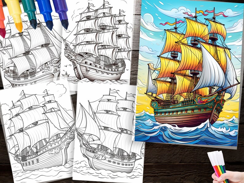 220 Pirate Ship Coloring Pages Fun and Detailed Designs for All Ages ...