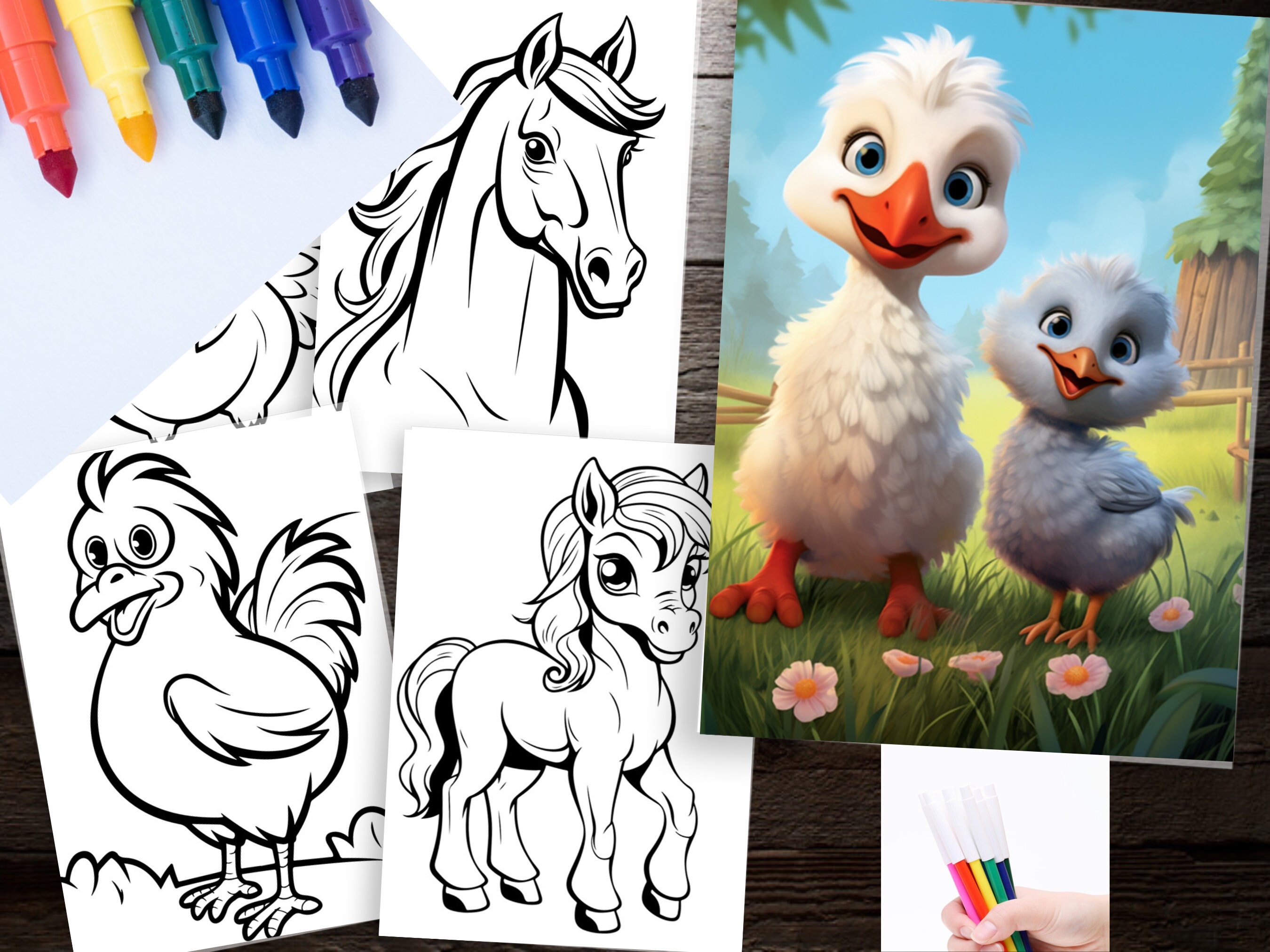 280 Farm Animals Coloring Book for Kids, Cute Farm Life Animals ...