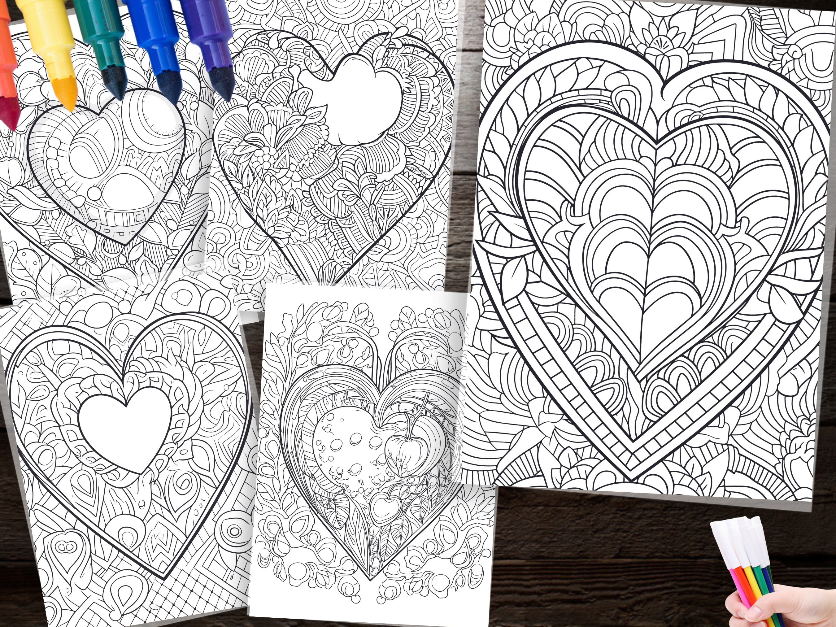 110 Heart Coloring Pages Printable Designs for Relaxation for All Ages ...