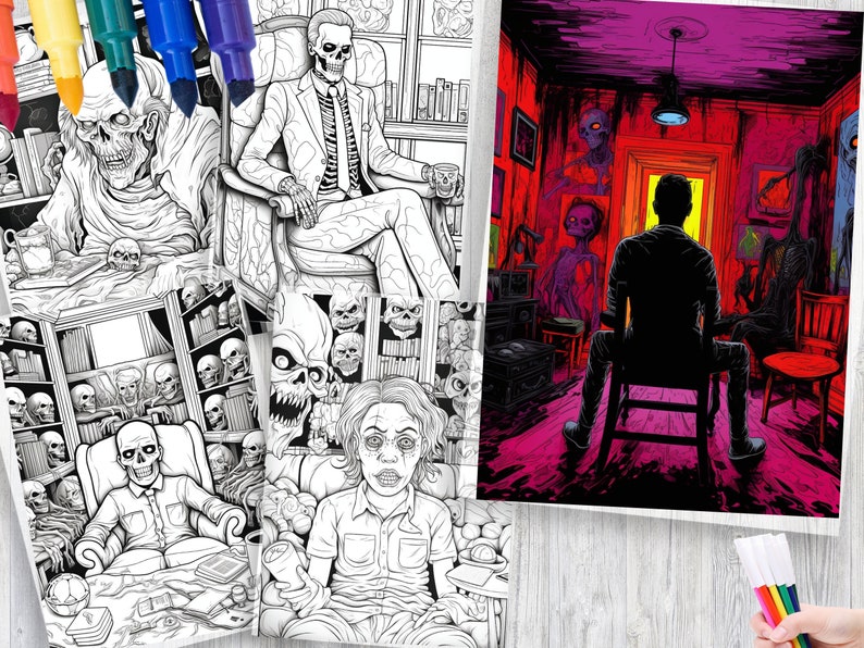 200 Freak of Horror Coloring Pages Spooky & Scary Designs Adult ...