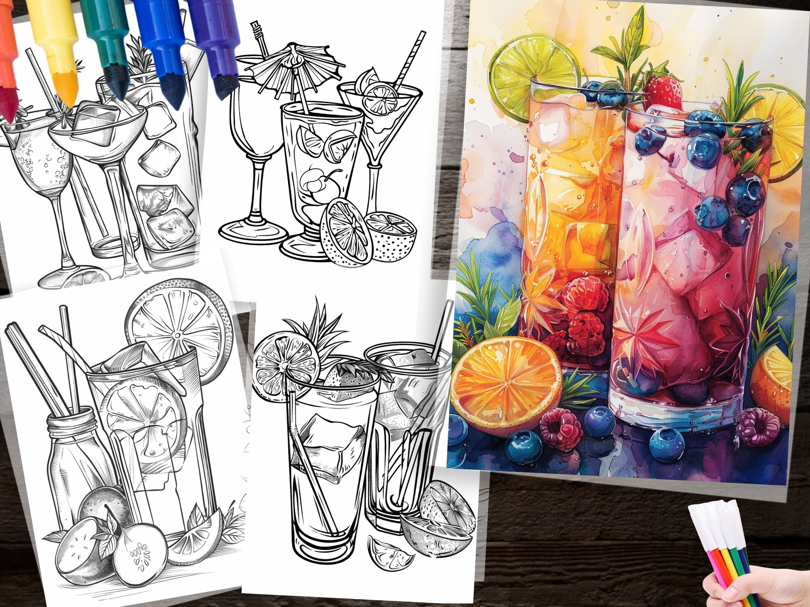 130 Summer Drinks Printable Coloring Pages for Relaxation & Fun ...