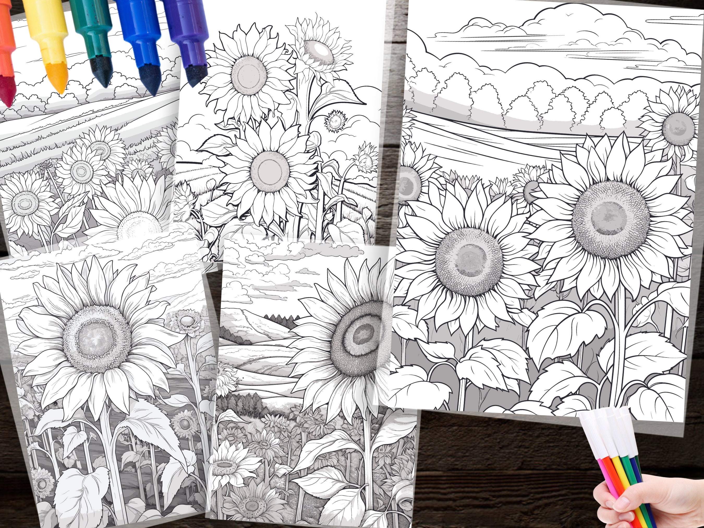 100 Sunflower Coloring Pages, Floral Designs, Art for Adults & Kids ...