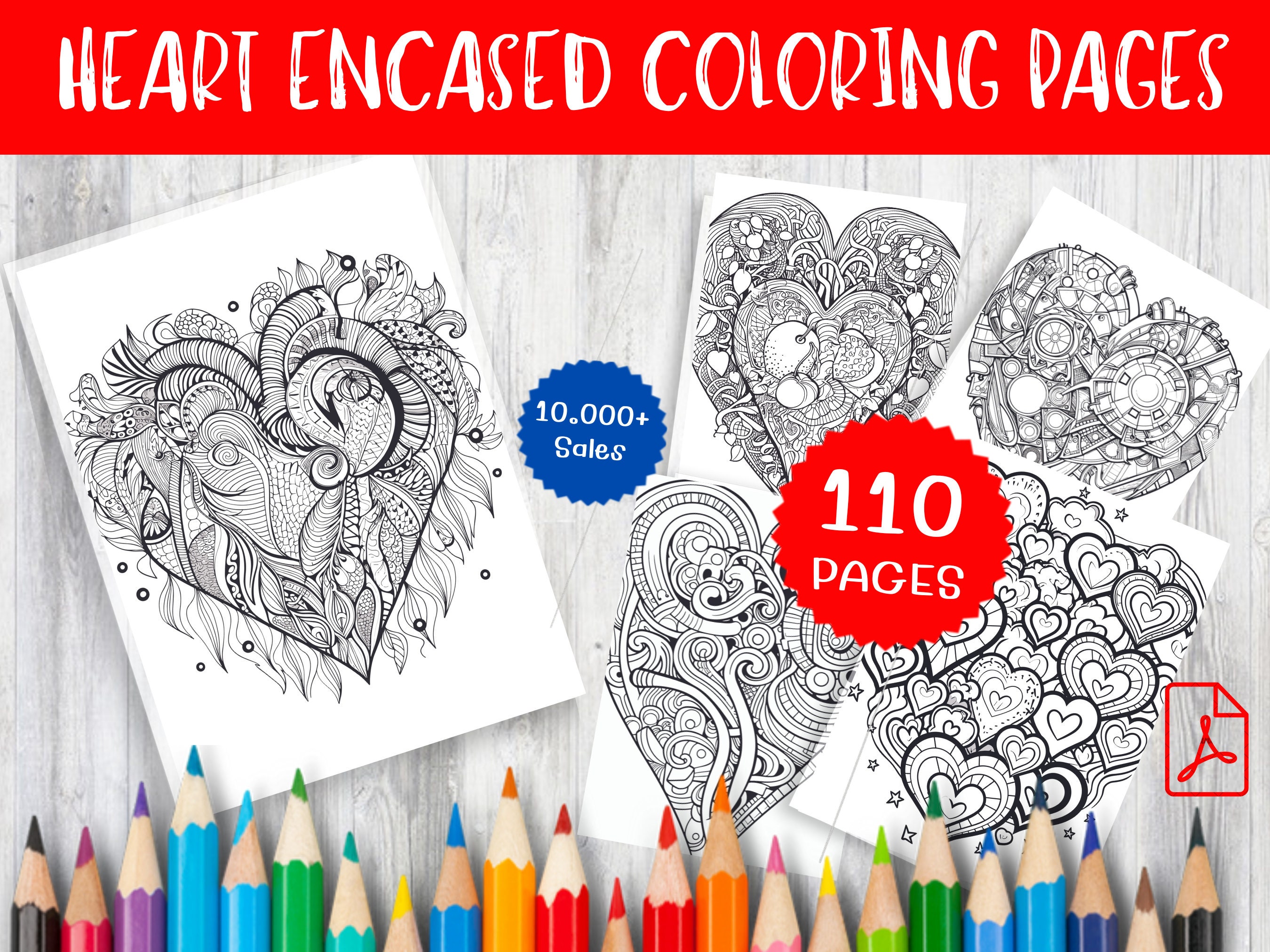 110 Heart Coloring Pages Printable Designs for Relaxation for All Ages ...