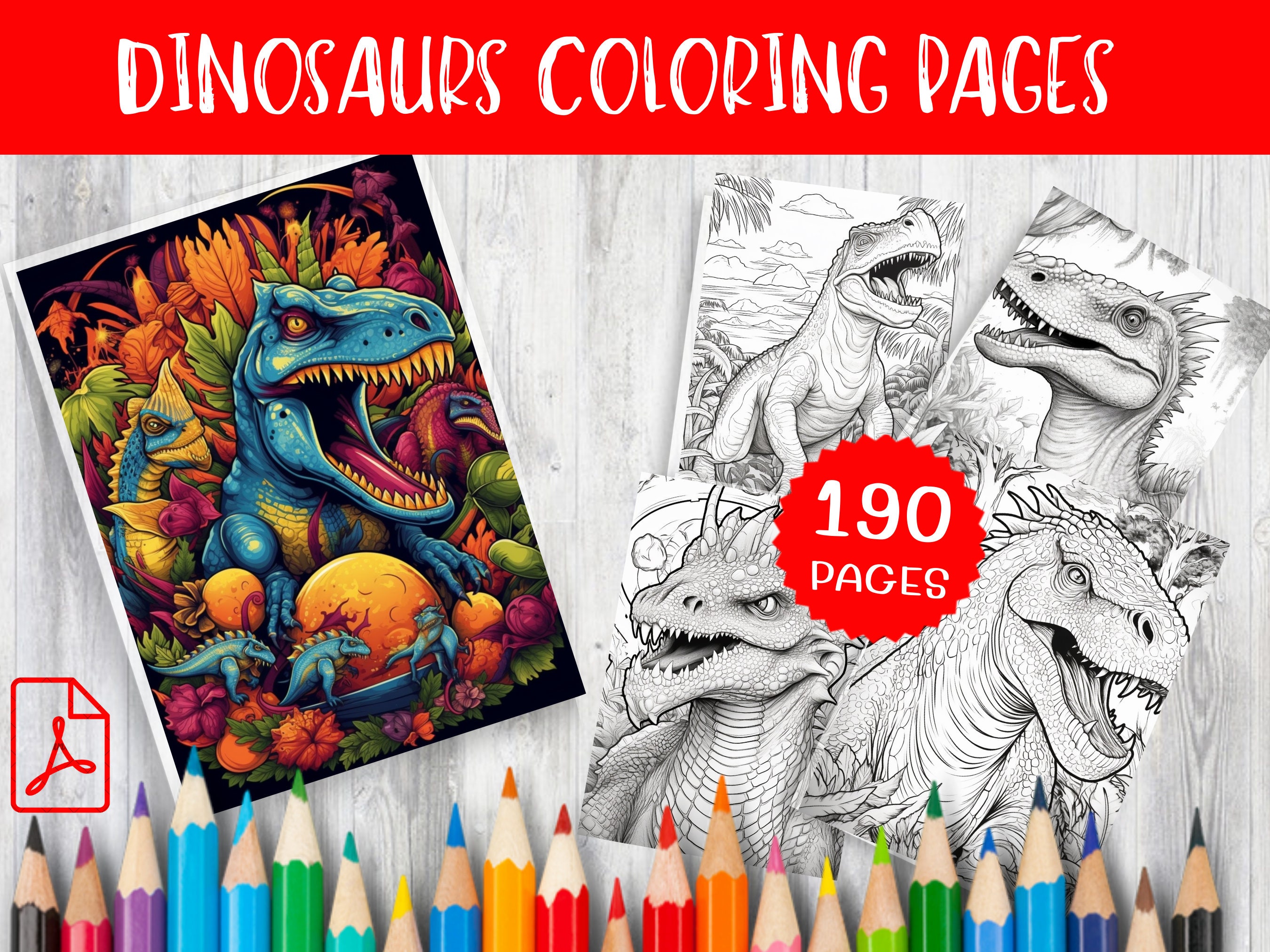 190 Dinosaurs Coloring Pages Fun & Educational Printable Sheets for ...