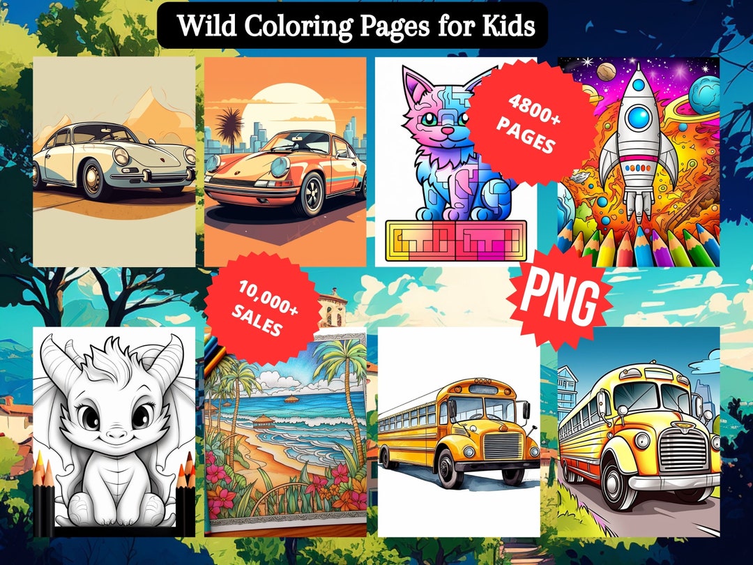 4800+ Printable Coloring PNG Pages for Kids in One Bundle , PLR ...
