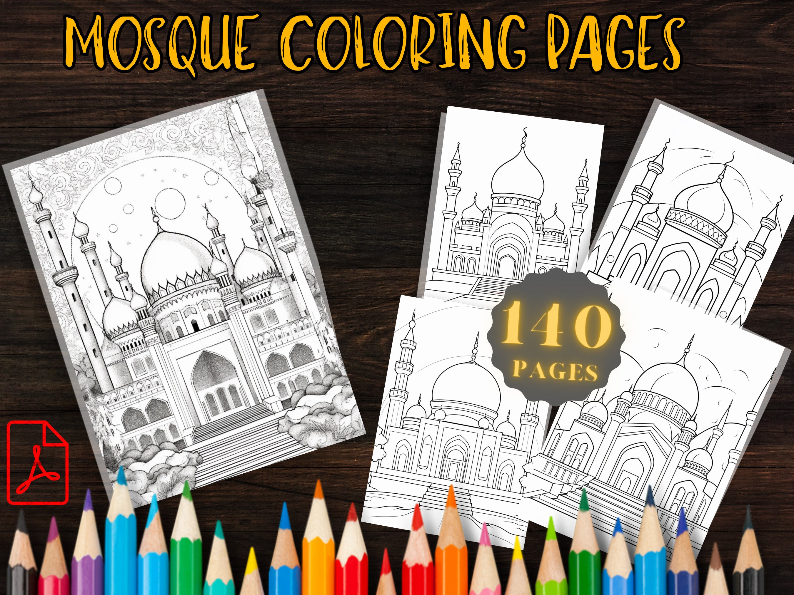 140 Mosque Coloring Pages for All Ages Intricate Designs, Printable ...