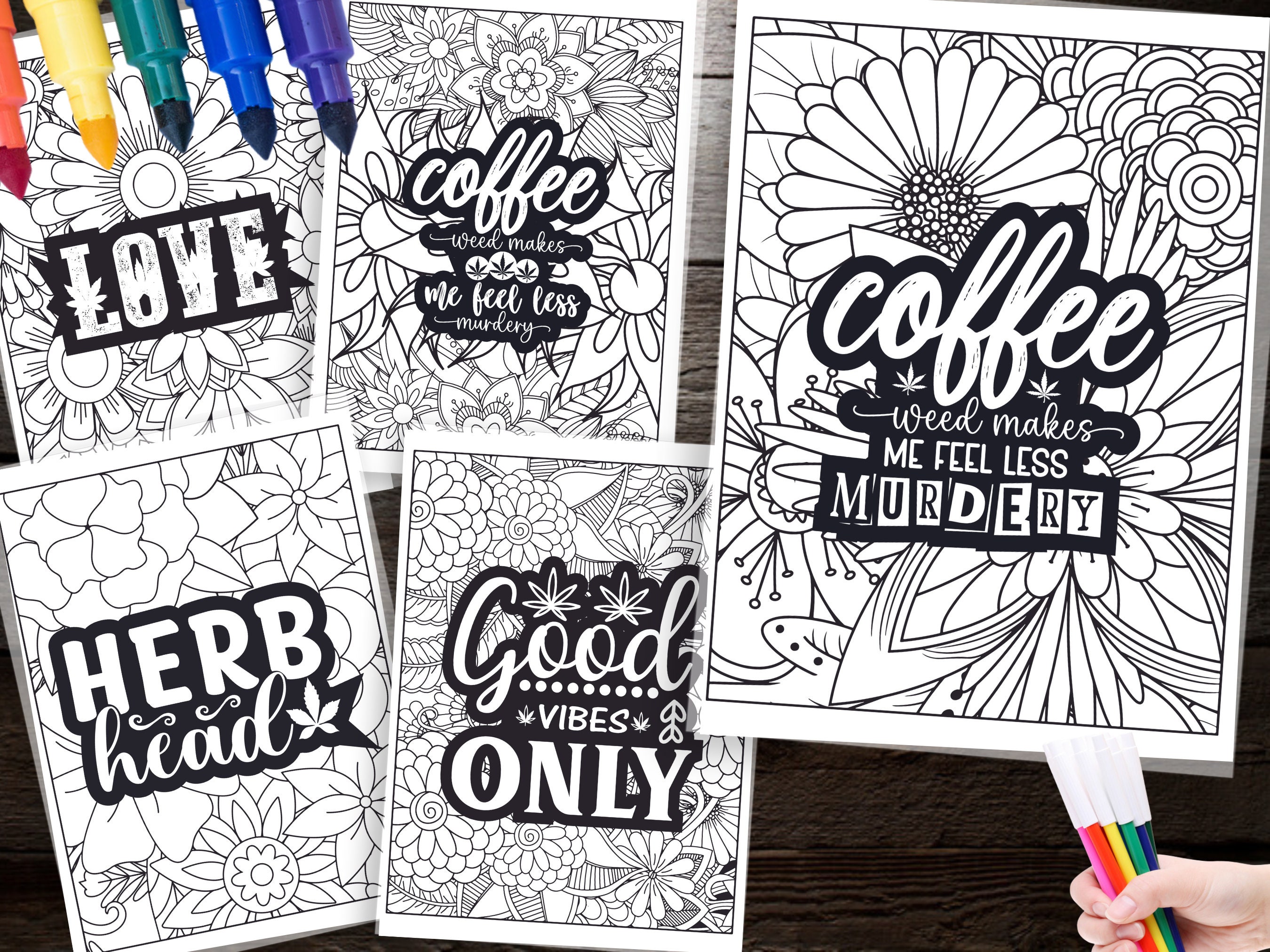 Funny Weed Quotes Coloring Pages - 100 Cannabis Art Designs (digital ...