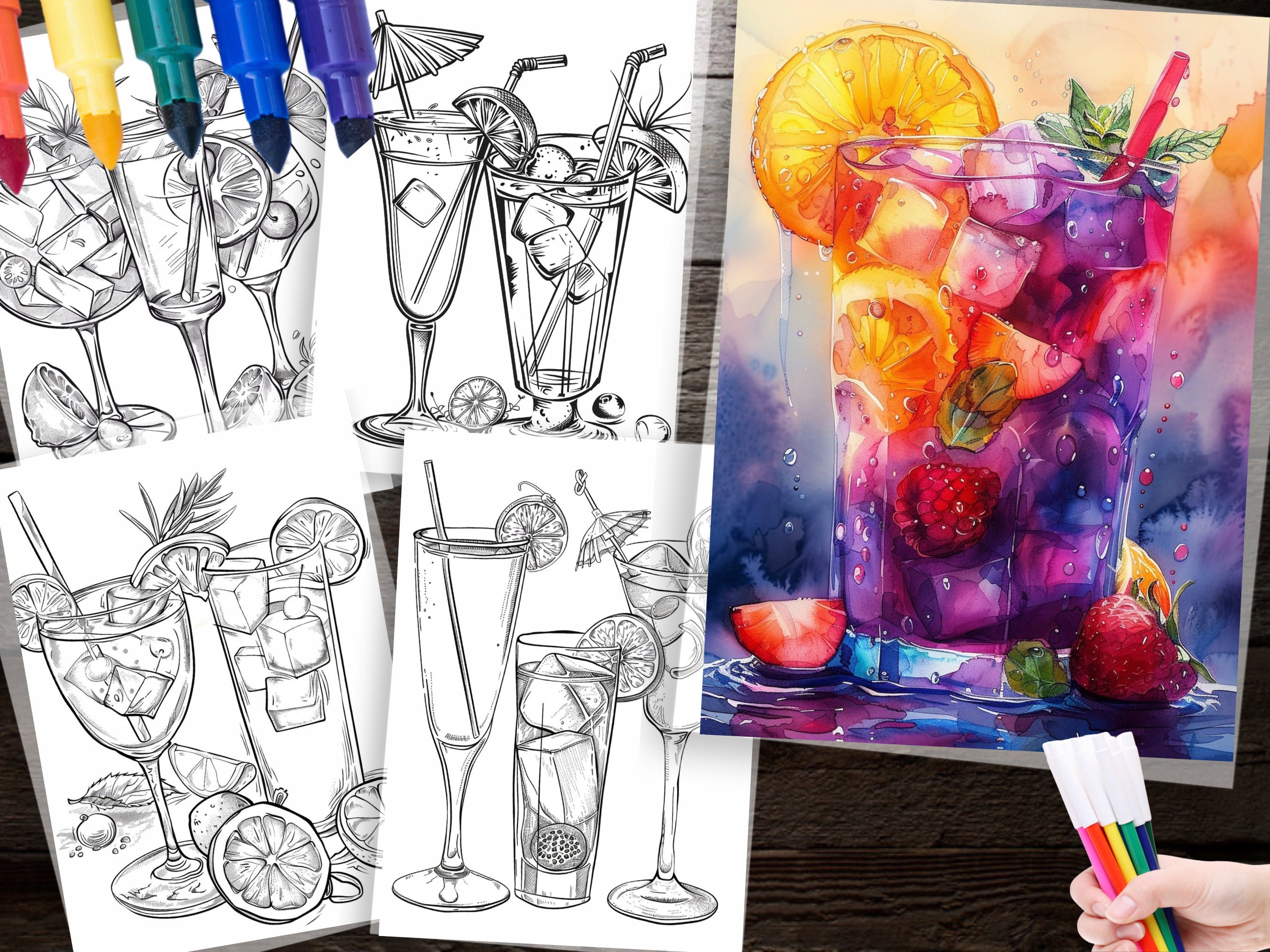 130 Summer Drinks Printable Coloring Pages for Relaxation & Fun ...